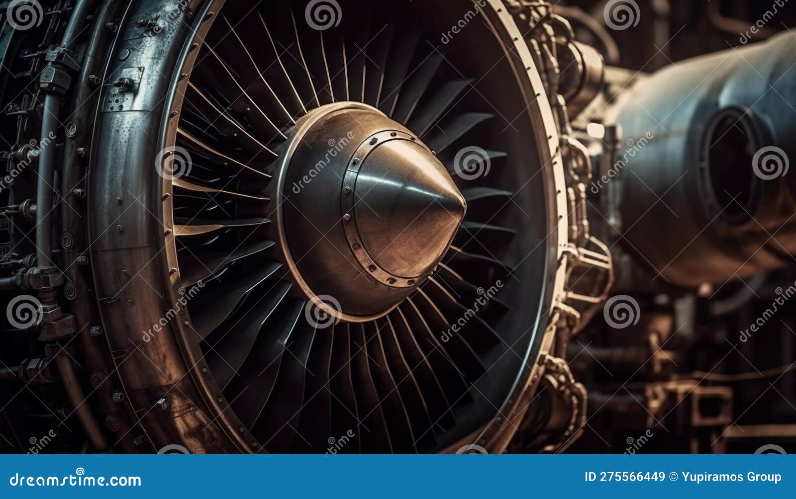 Shiny Metallic Engine Propeller Turning in Workshop Generated by AI ...