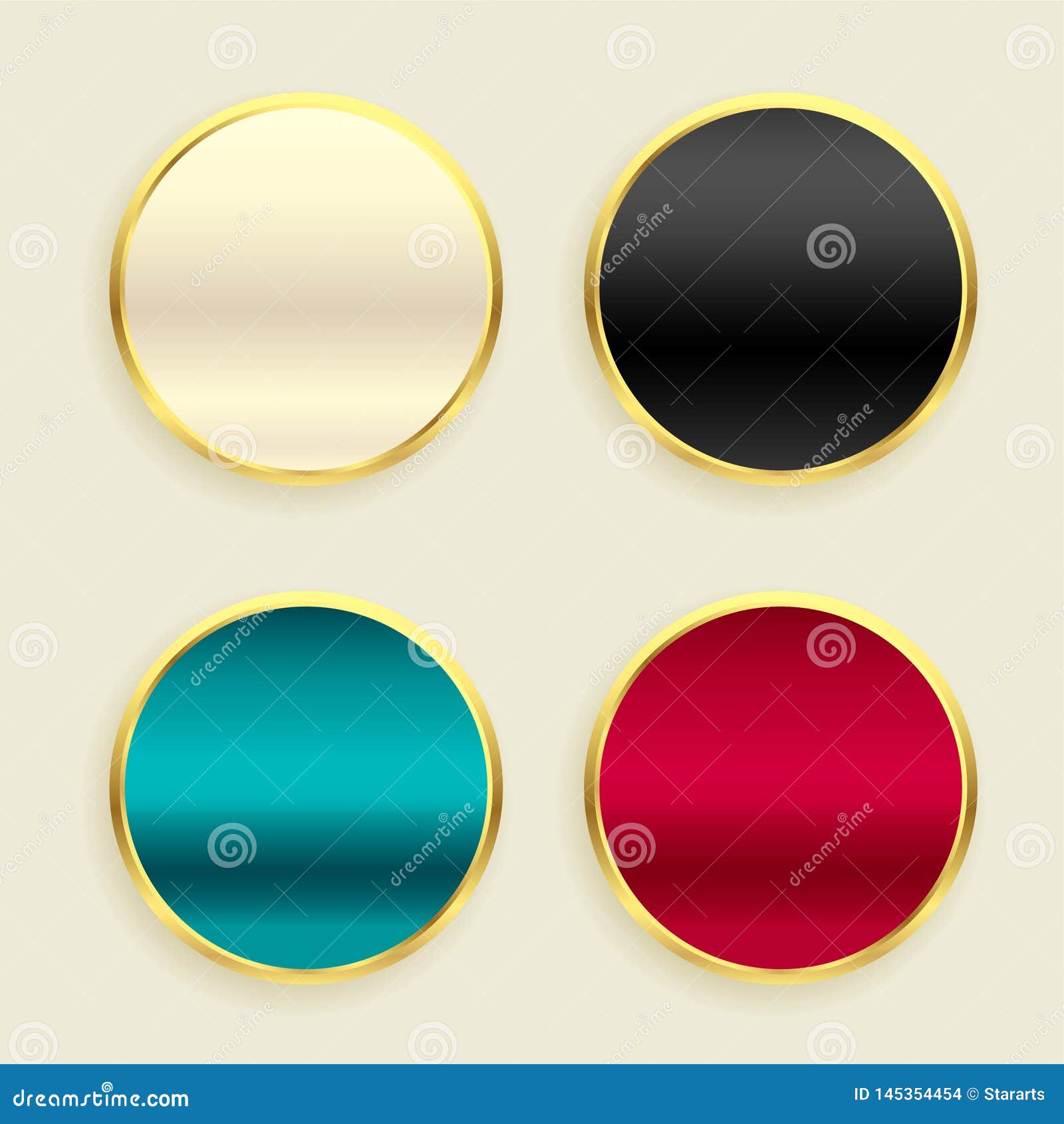 Shiny Metallic Golden Circular Buttons Set Stock Vector - Illustration ...