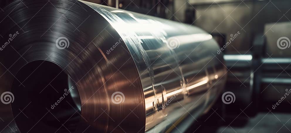 Shiny Metallic Rolls in Industrial Setting Showcasing Precision ...