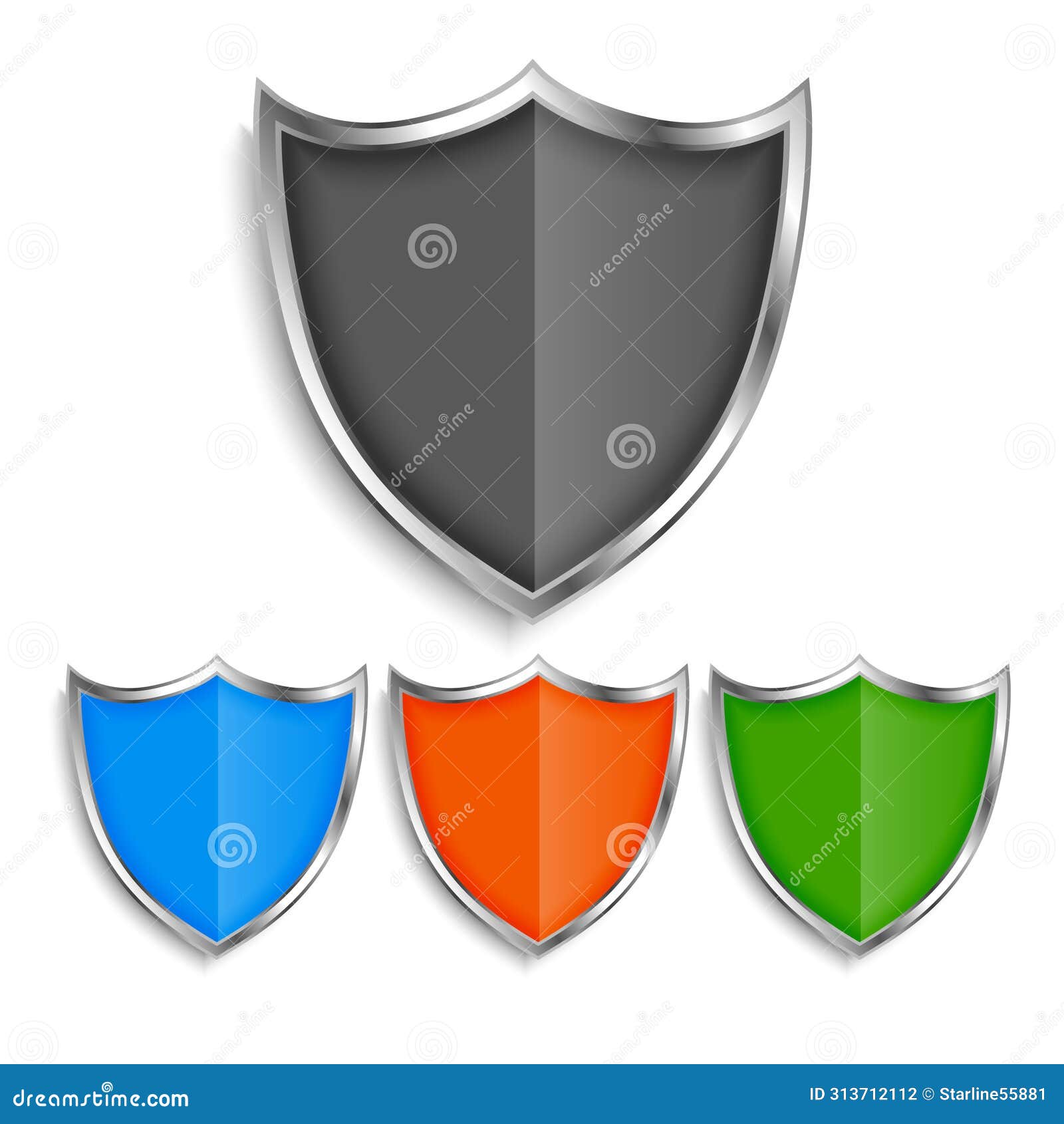 Shiny Metallic Shield Symbols Badges Set Stock Vector - Illustration of ...