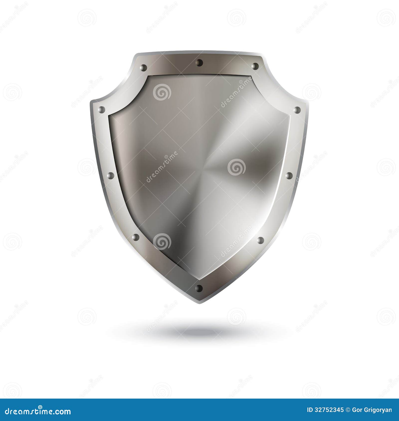 Shiny Metallic Shield on White Stock Vector - Illustration of silver ...