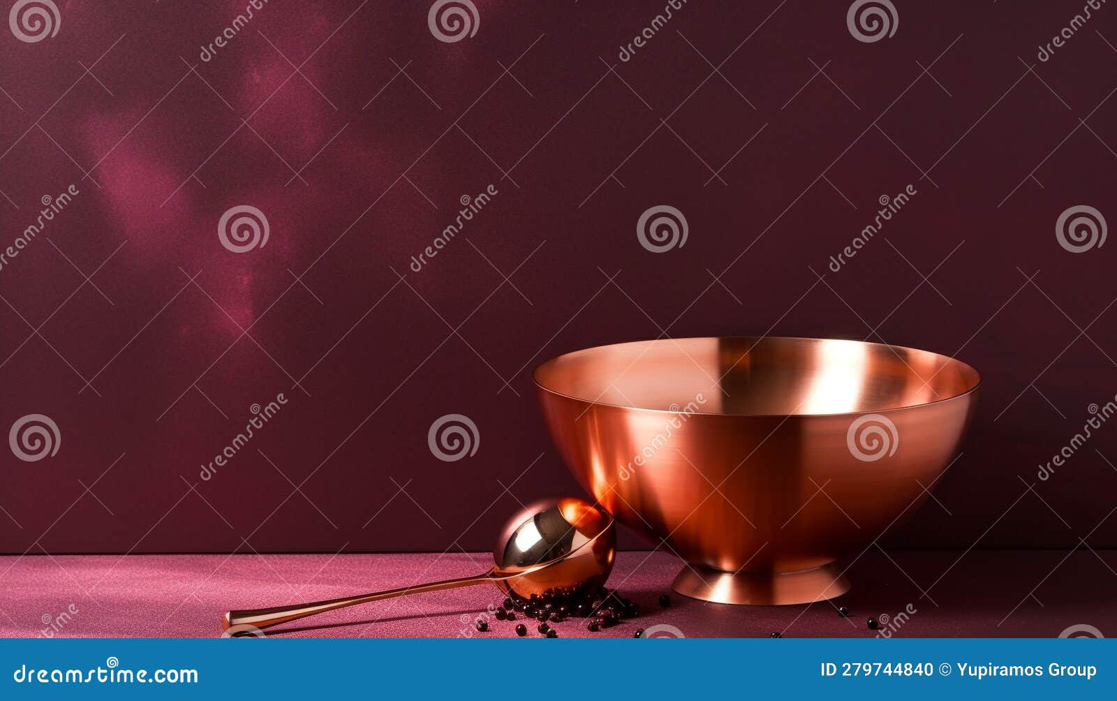 Shiny Metallic Spoon in Old Fashioned Steel Bowl with Liquid ...