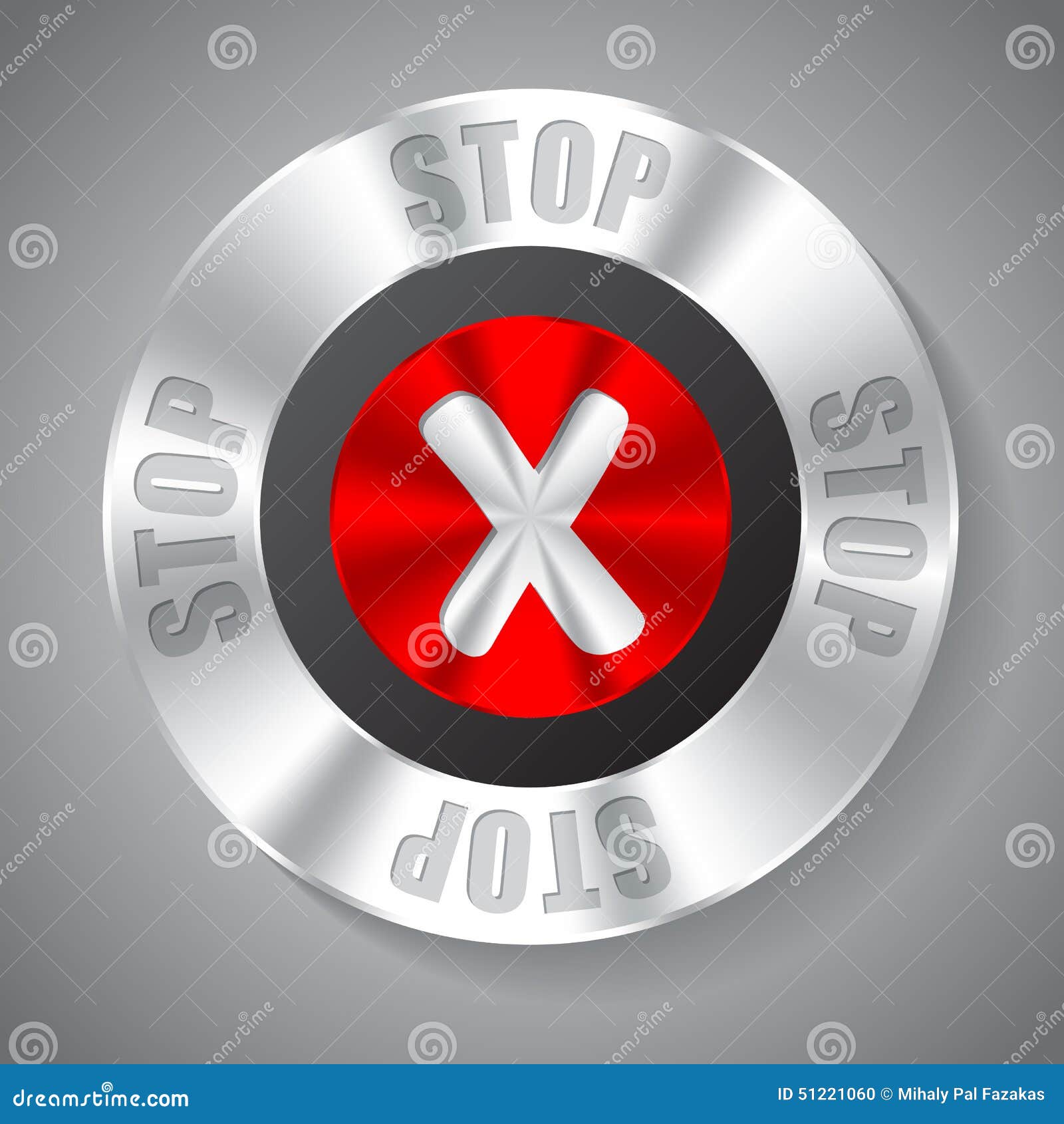Shiny metallic stop button stock vector. Illustration of design - 51221060