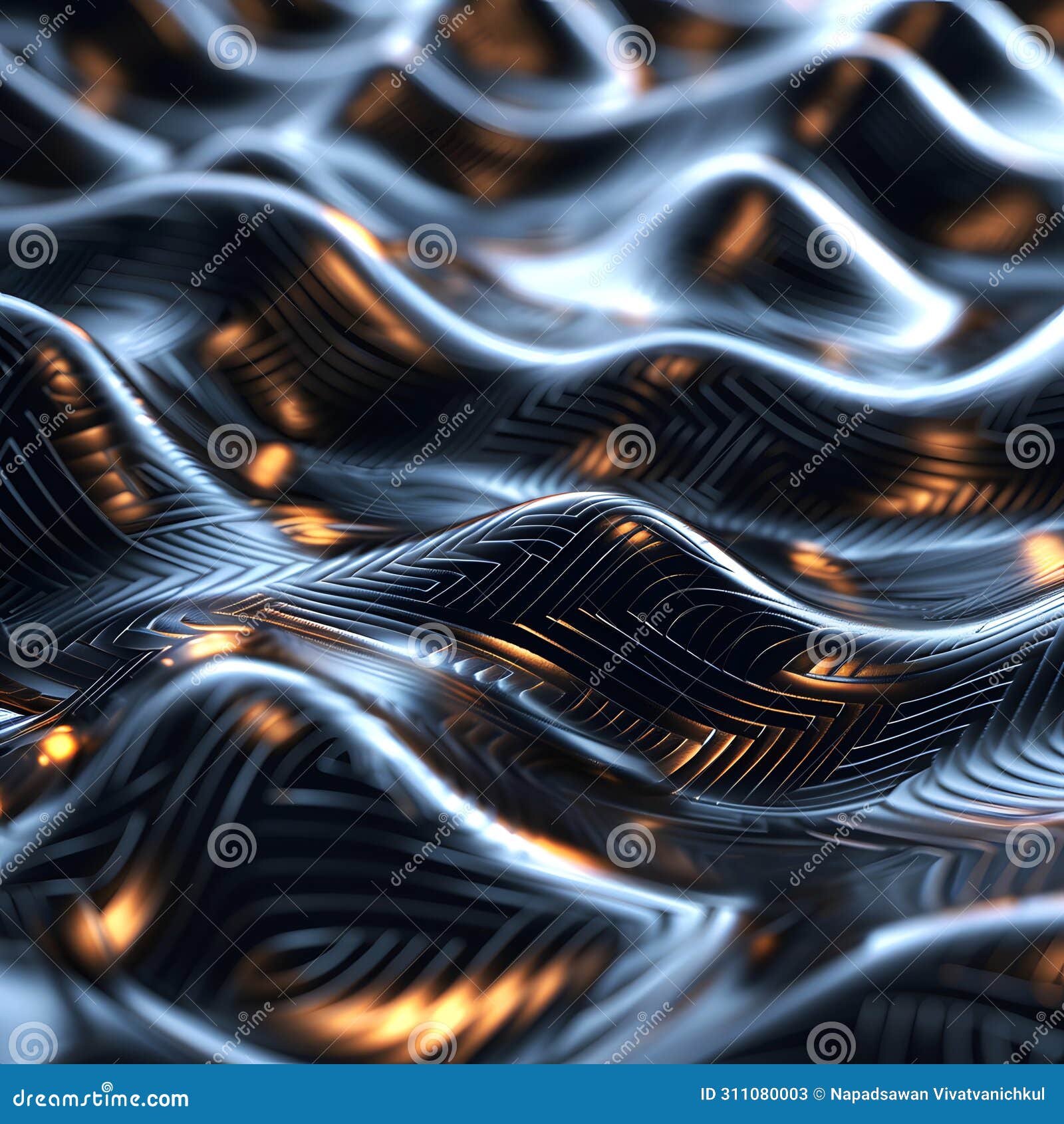 A Shiny, Metallic Surface with a Wave Pattern. Stock Illustration ...