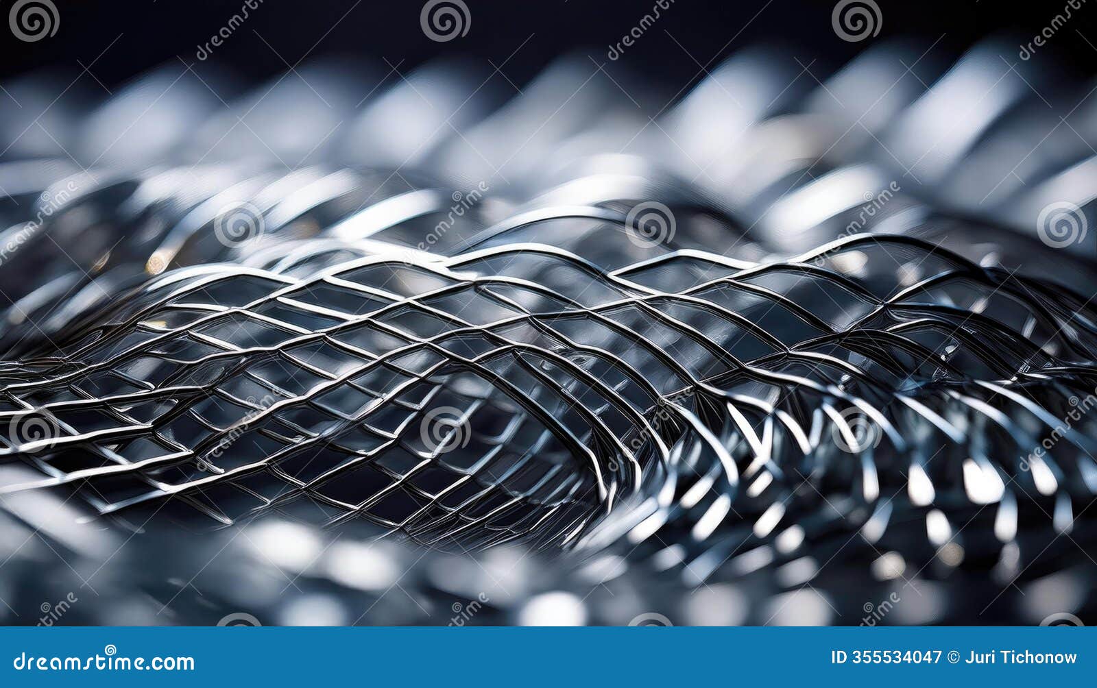 Shiny Metallic Weaving Pattern Creating a Wave-like Futuristic Mesh ...