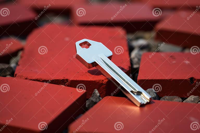 A Shiny Modern Key Lying on a Stack of Clean, New Red Bricks Stock ...