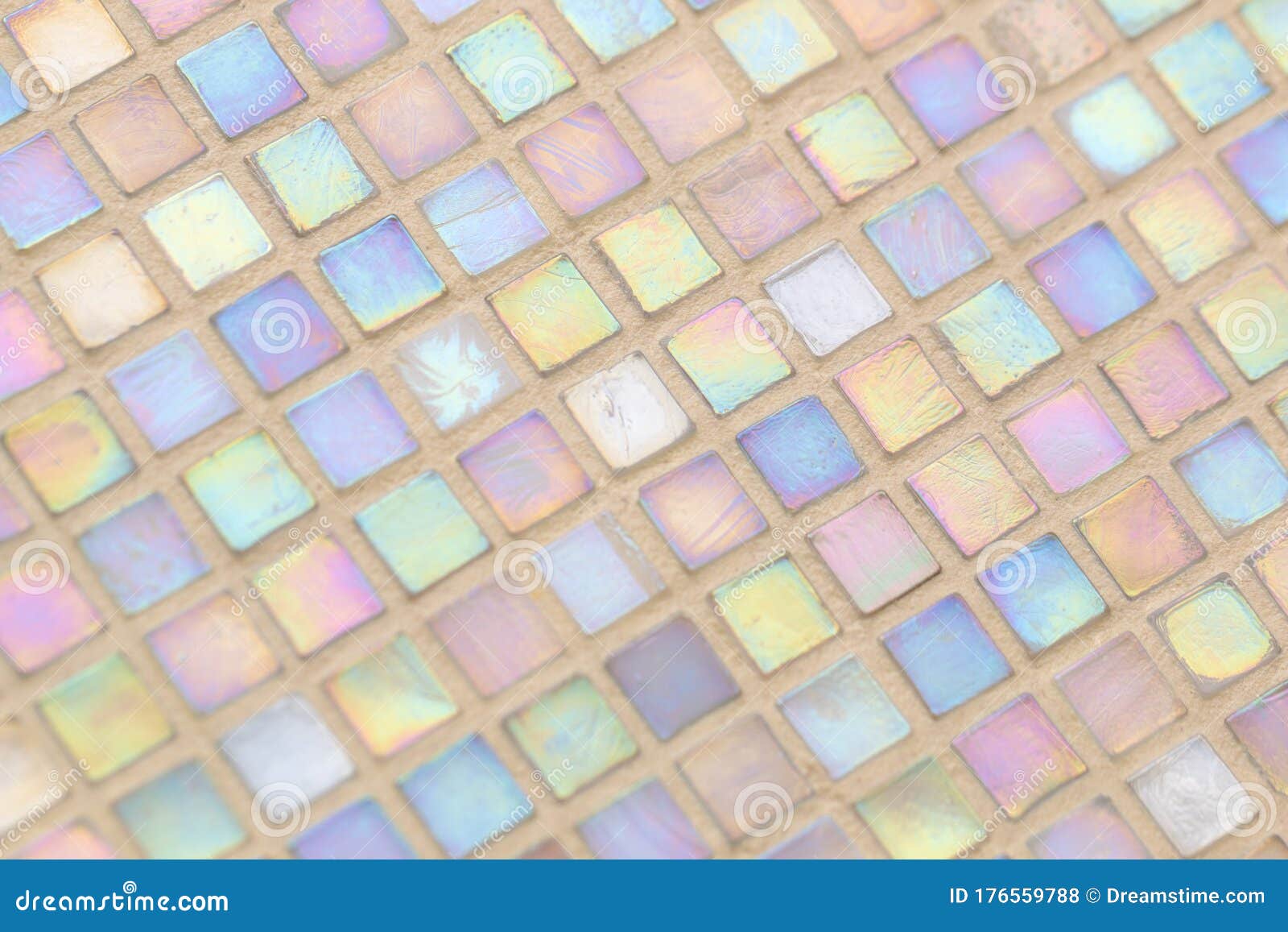Shiny Mosaic Perspective. Rainbow Colors with Neutral Grout Stock Photo ...