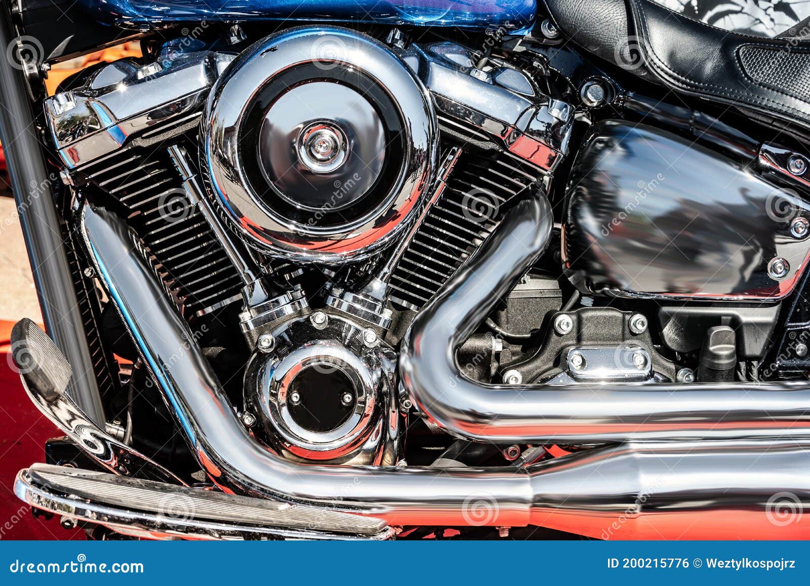 Shiny Chrome Motorcycle Parts Close Up Detail Stock Photo - Image of ...