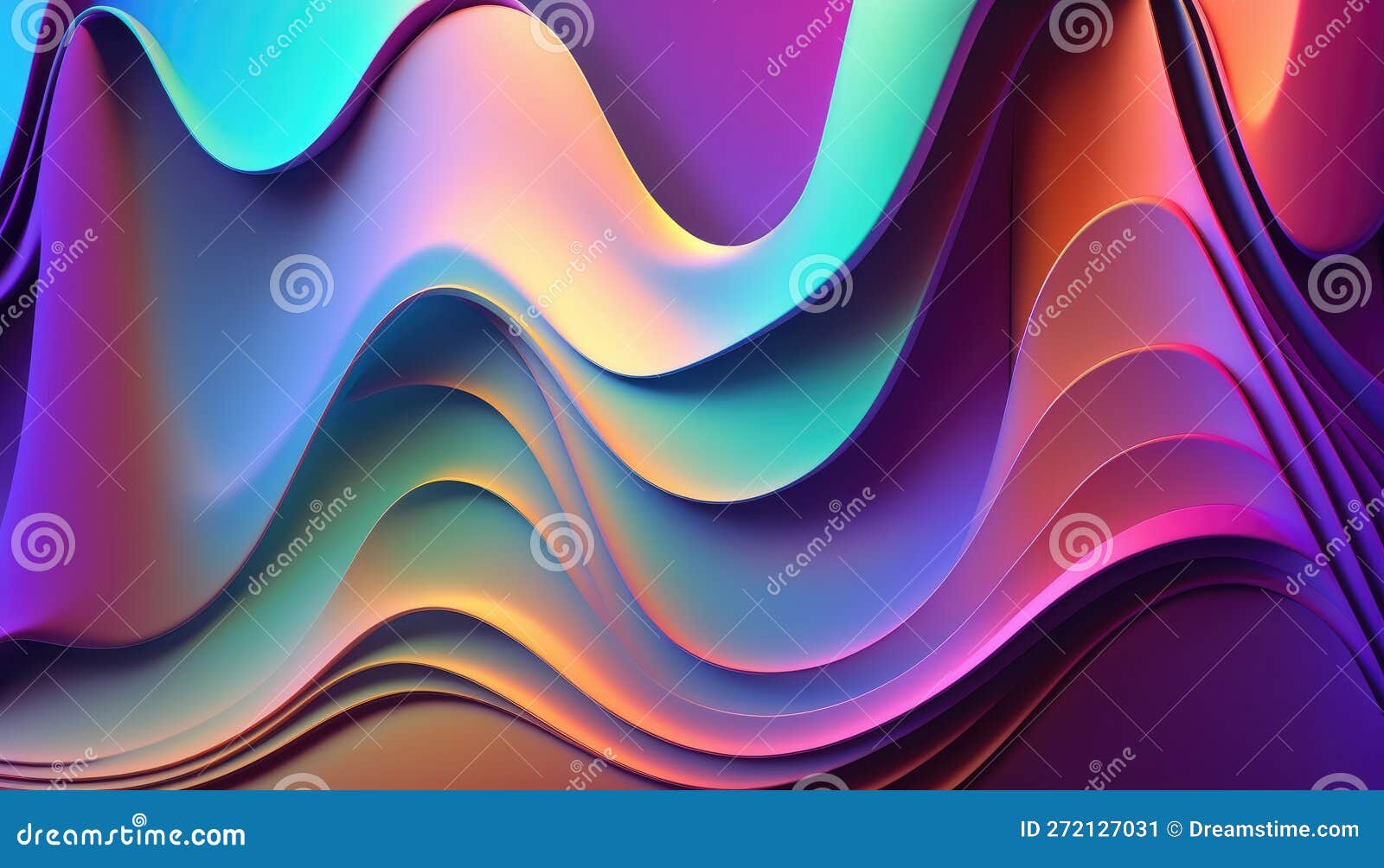 Shiny Multicolor 3D Wave Background with Metallic Effect Stock ...