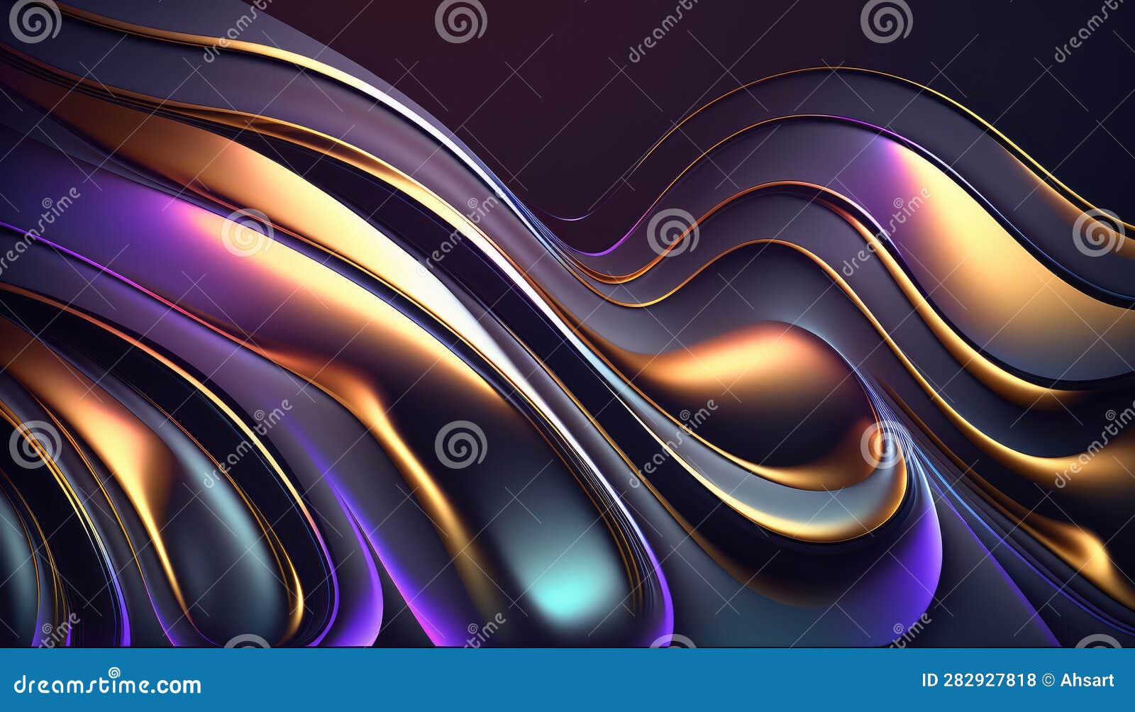 Shiny Multicolor 3D Wave Background with Metallic Effect Stock ...