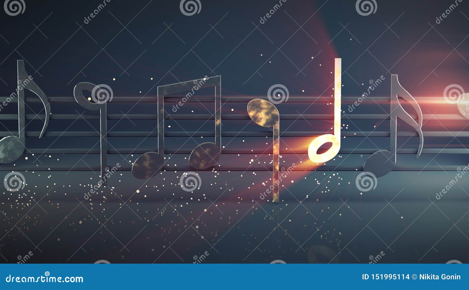 Shiny Musical Notes On Blue Background. Stock Photography ...