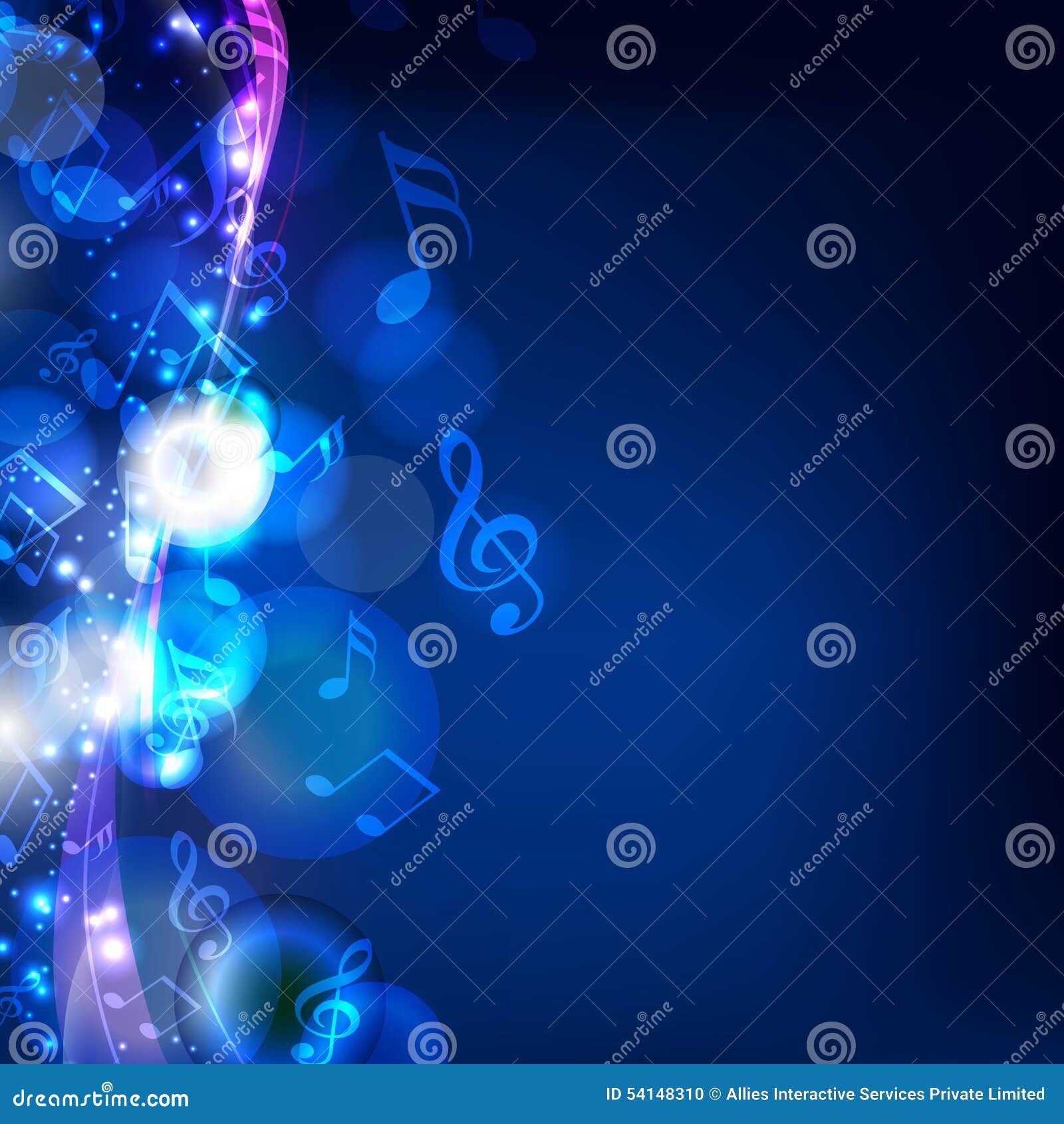 Shiny Musical Notes On Blue Background. Stock Photography ...