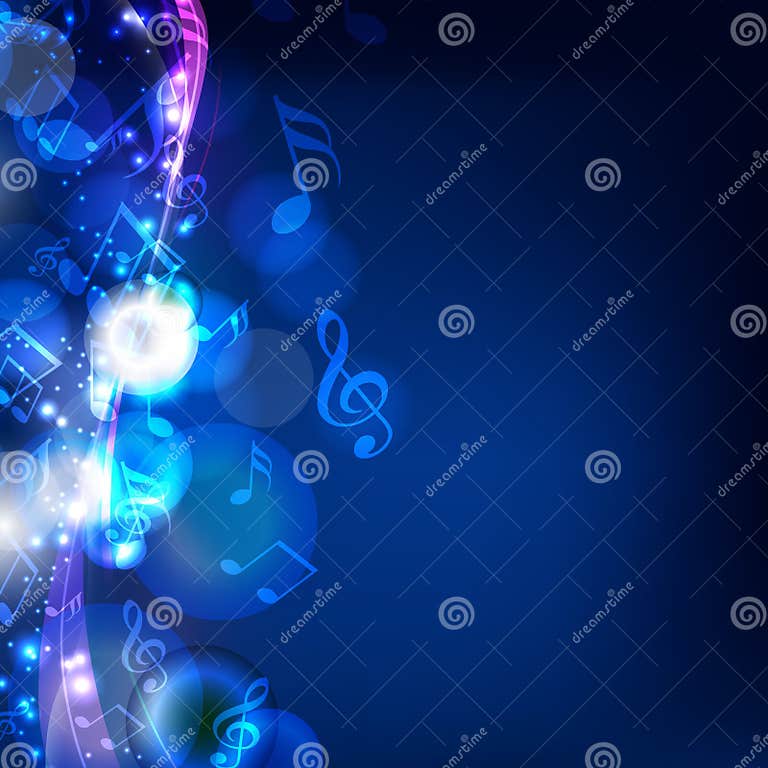 Shiny Musical Notes on Blue Background. Stock Illustration ...