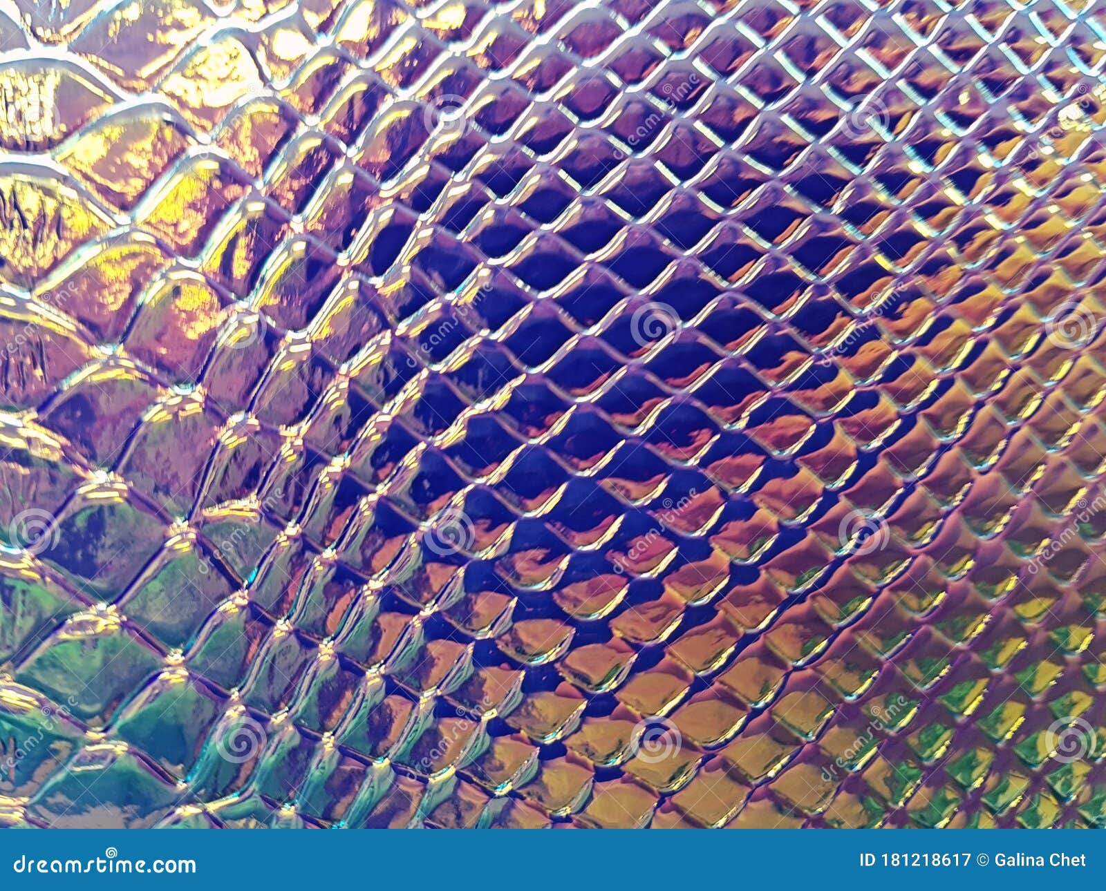 A Shiny Neon Colored Surface with Many Small Cells of Different Sizes ...