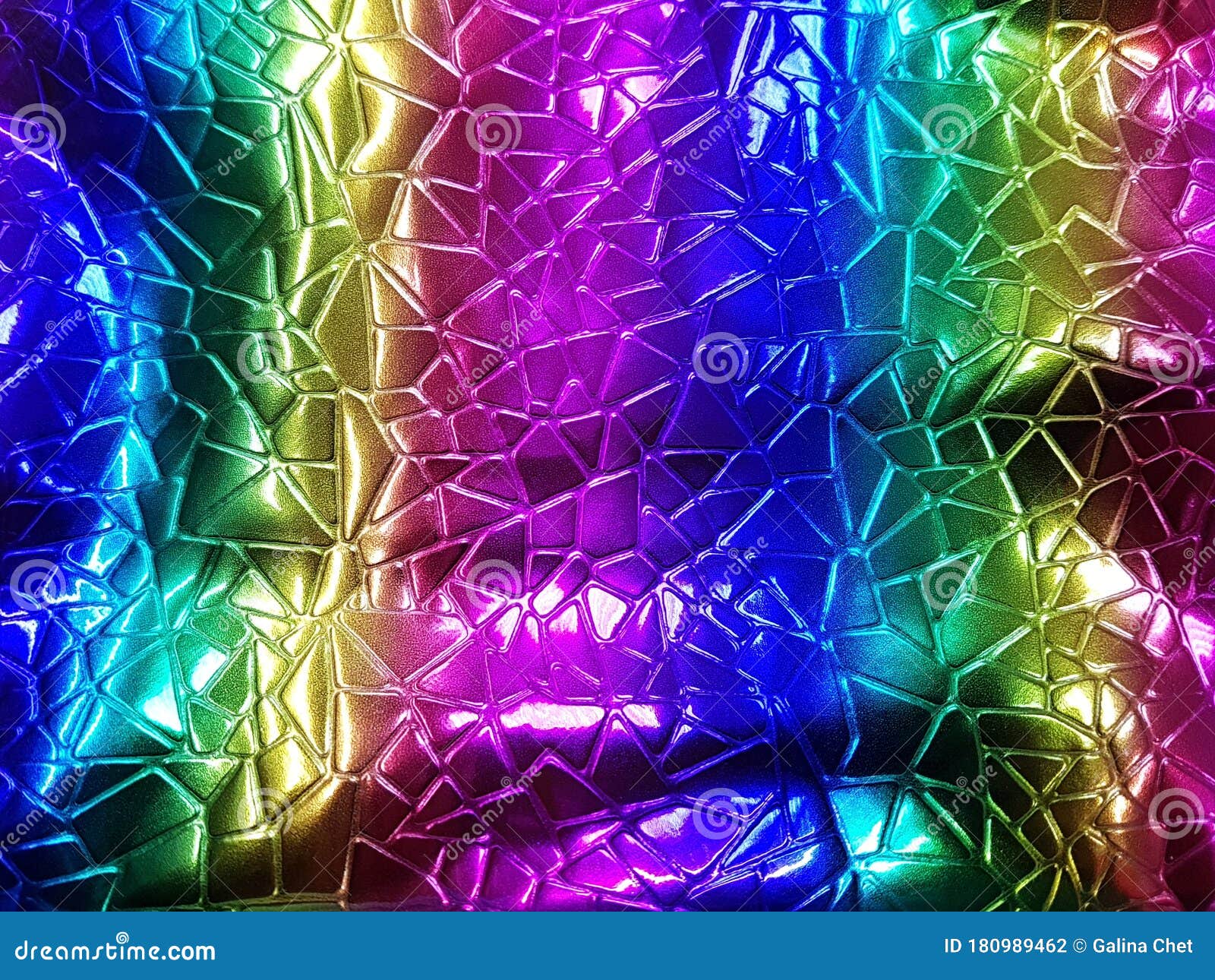 A Shiny Neon Colored Surface with Many Small Triangular Shaped Cells ...