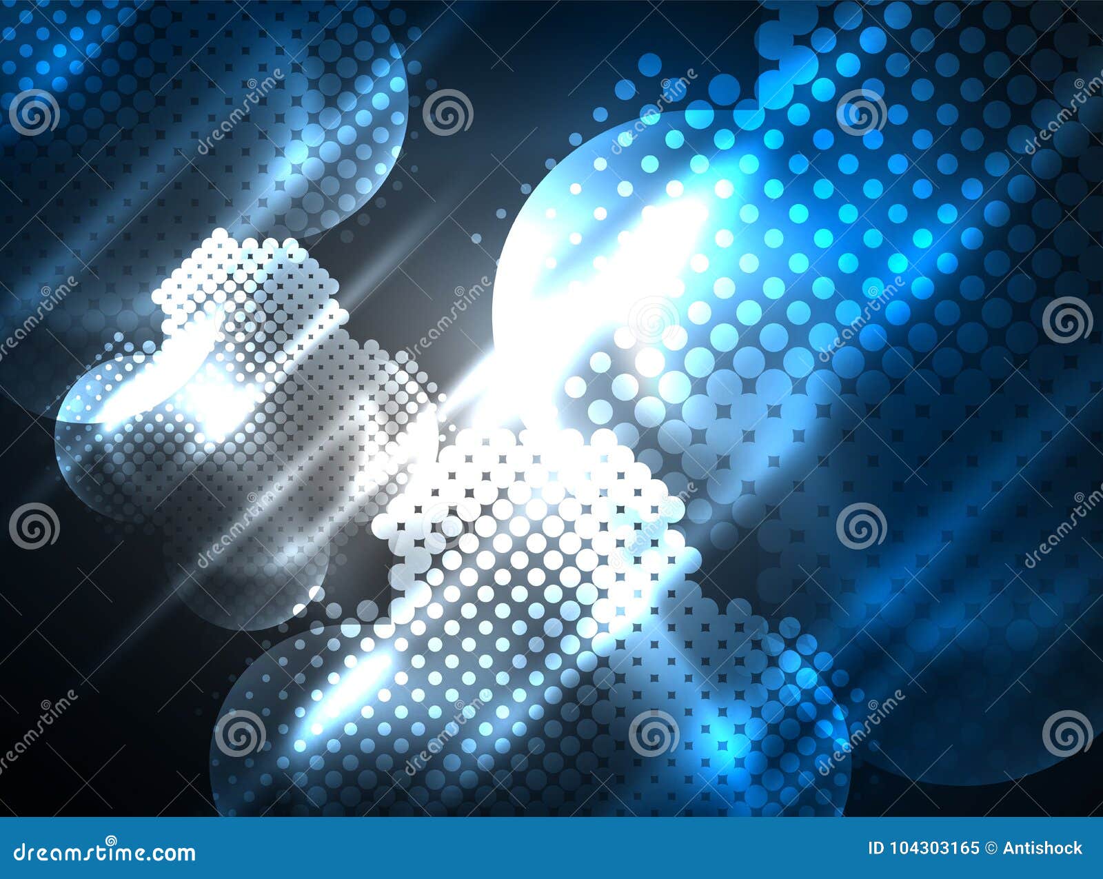 Shiny Neon Glowing Circles, Dot Particles Structure Stock Vector ...