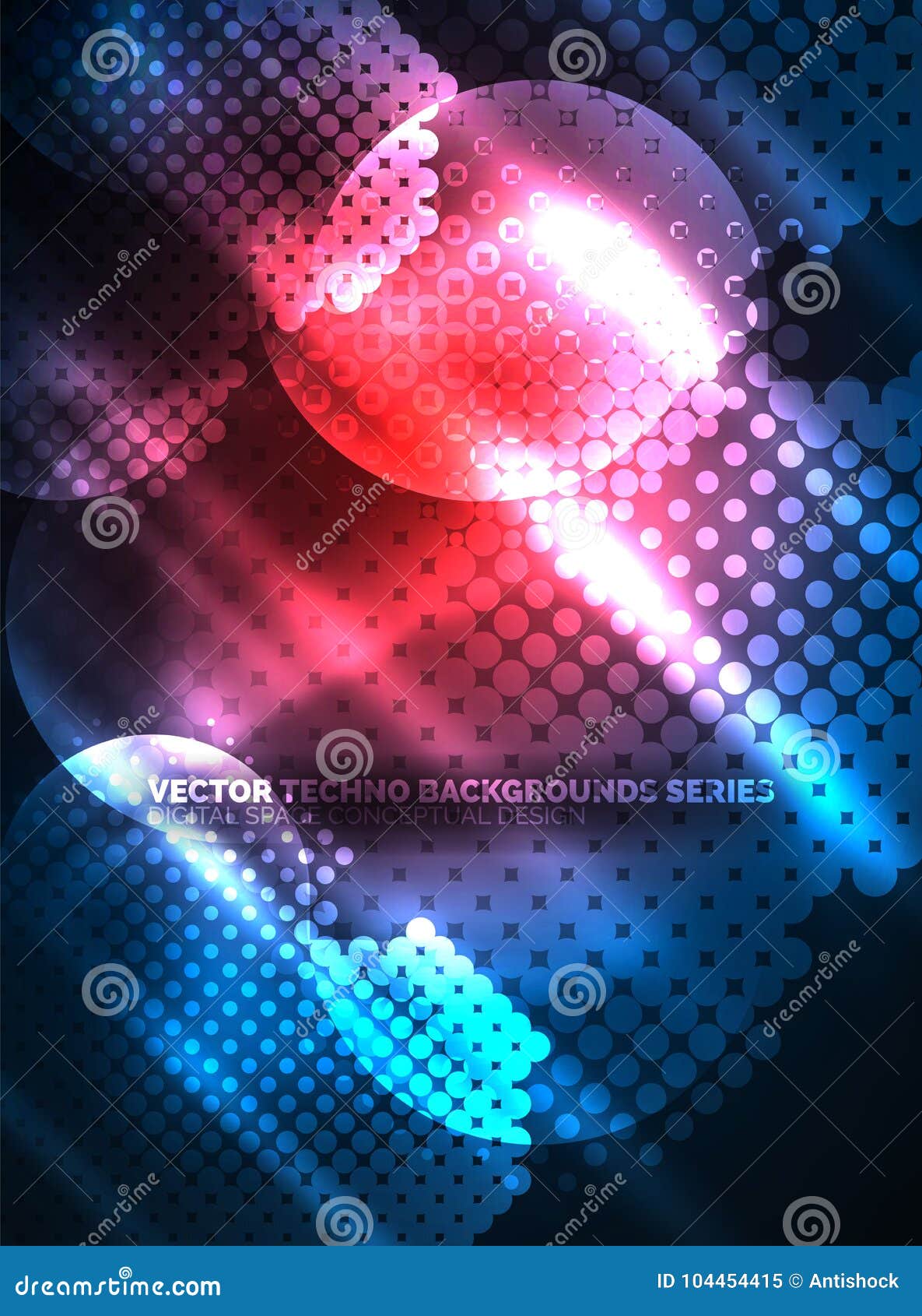 Shiny Neon Glowing Circles, Dot Particles Structure Stock Vector ...