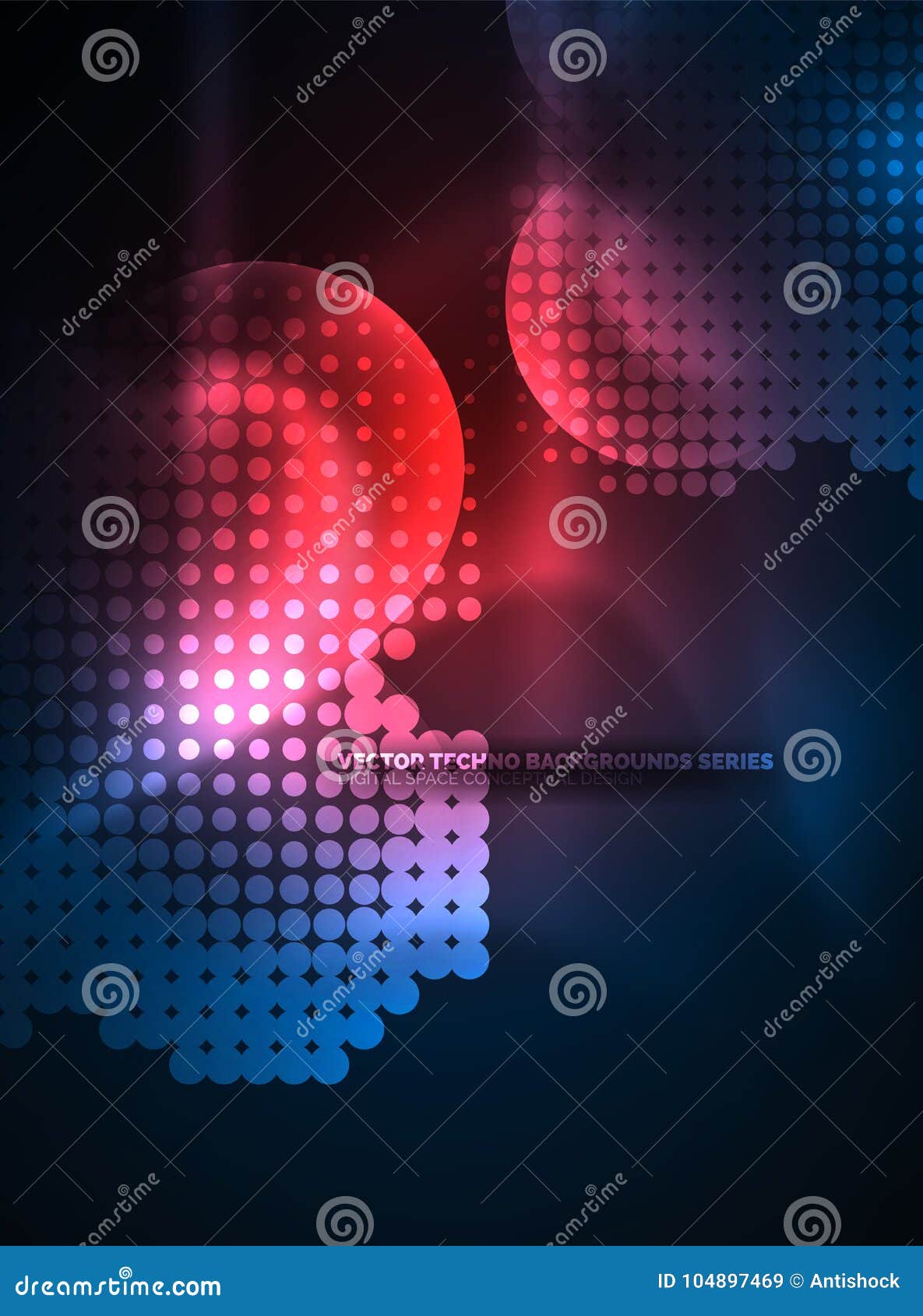 Shiny Neon Glowing Circles, Dot Particles Structure Stock Vector ...
