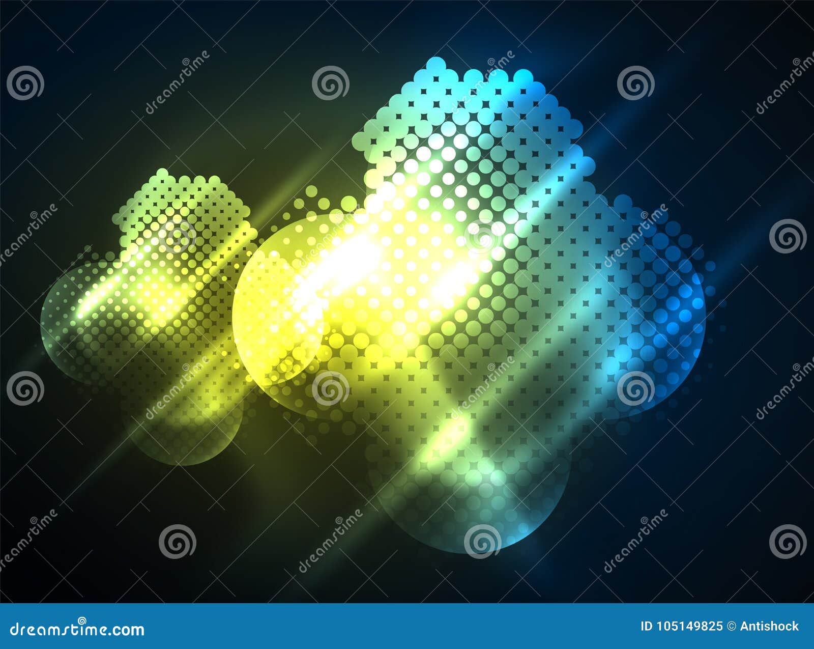 Shiny Neon Glowing Circles, Dot Particles Structure Stock Vector ...