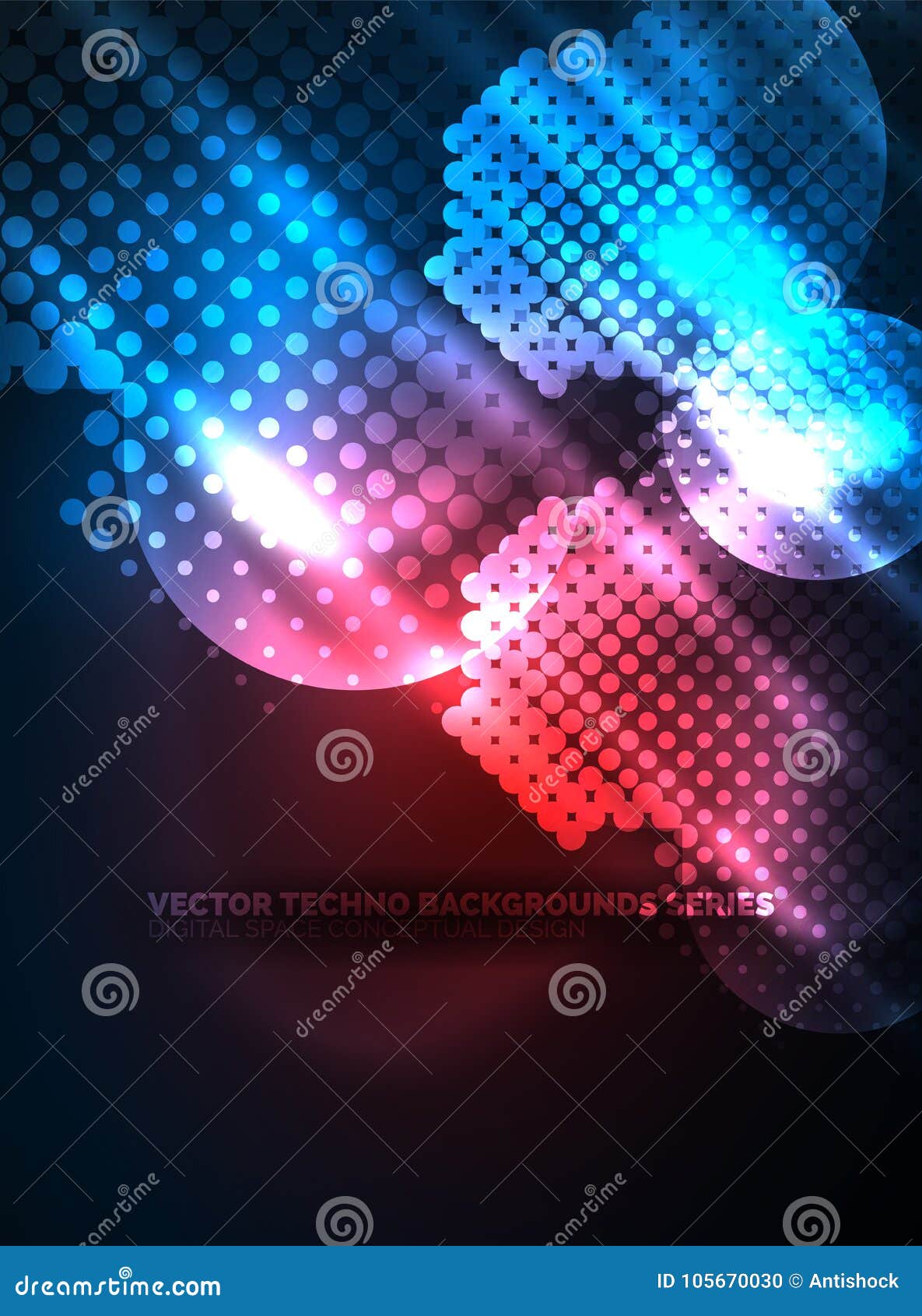 Shiny Neon Glowing Circles, Dot Particles Structure Stock Vector ...