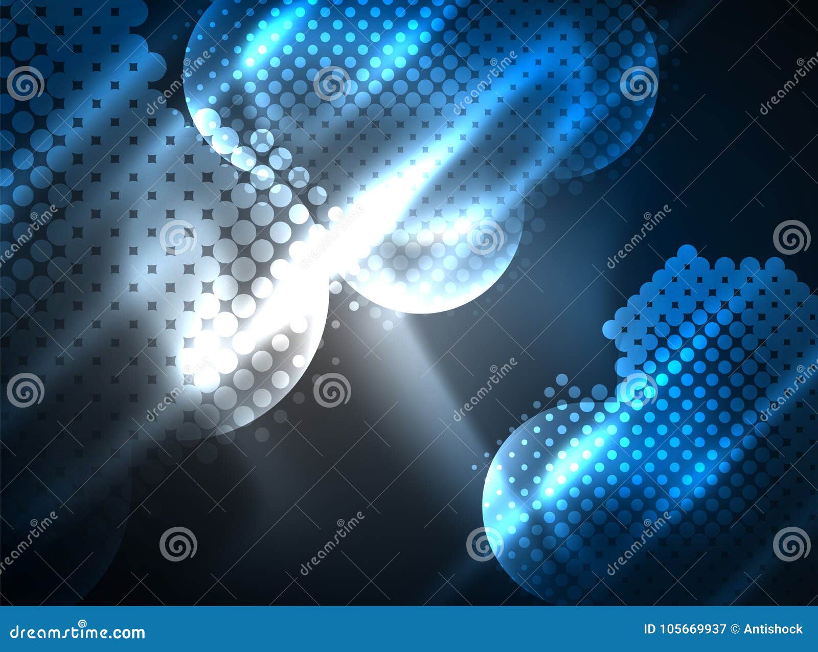 Shiny Neon Glowing Circles, Dot Particles Structure Stock Vector ...