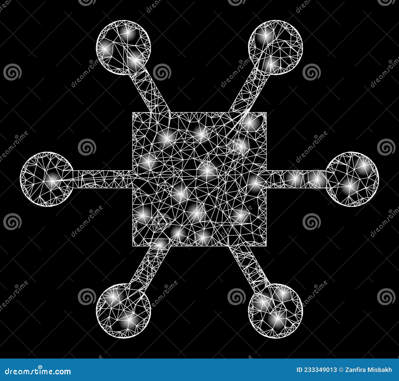 Shiny Net Mesh Nodes Hub with Lightspots Stock Vector - Illustration of ...