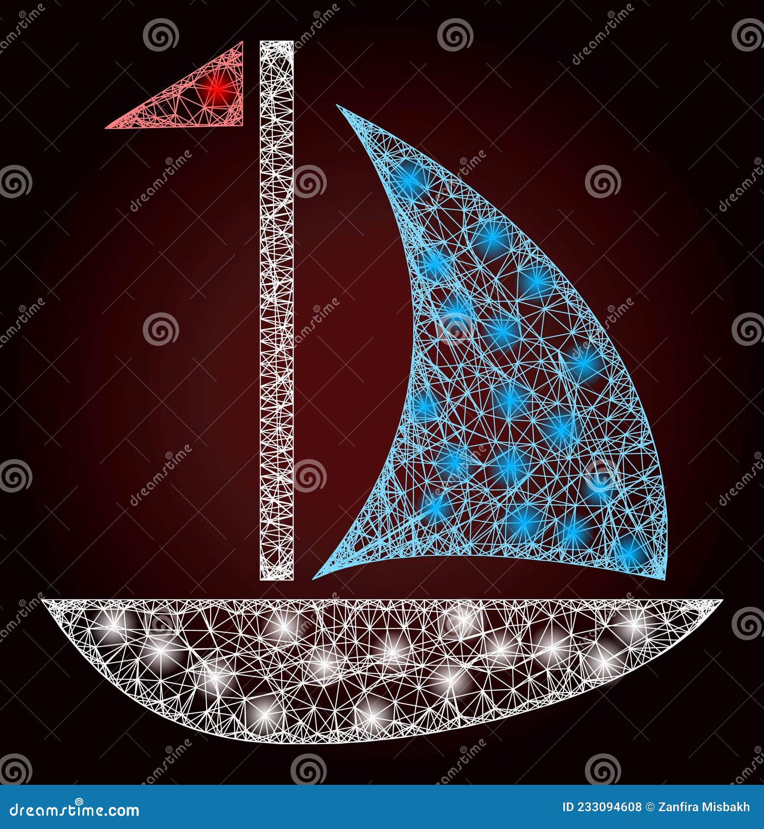 Shiny Net Mesh Sail Boat with Light Spots Stock Vector - Illustration ...