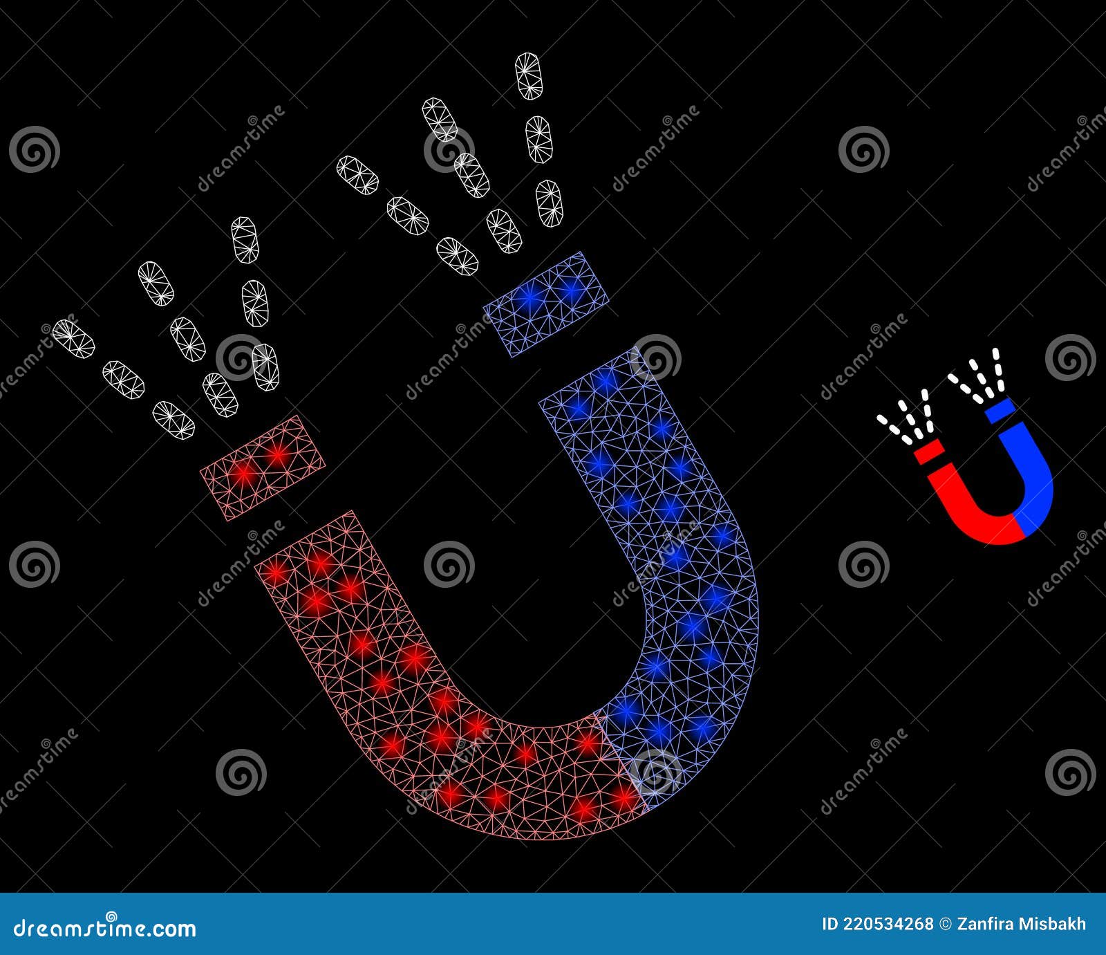 Shiny Network Magnet Force with Lightspots Stock Vector - Illustration ...