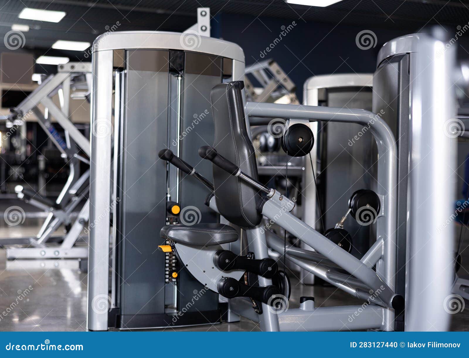 Shiny New Triceps Press Machine in Middle of Gym Stock Photo - Image of ...