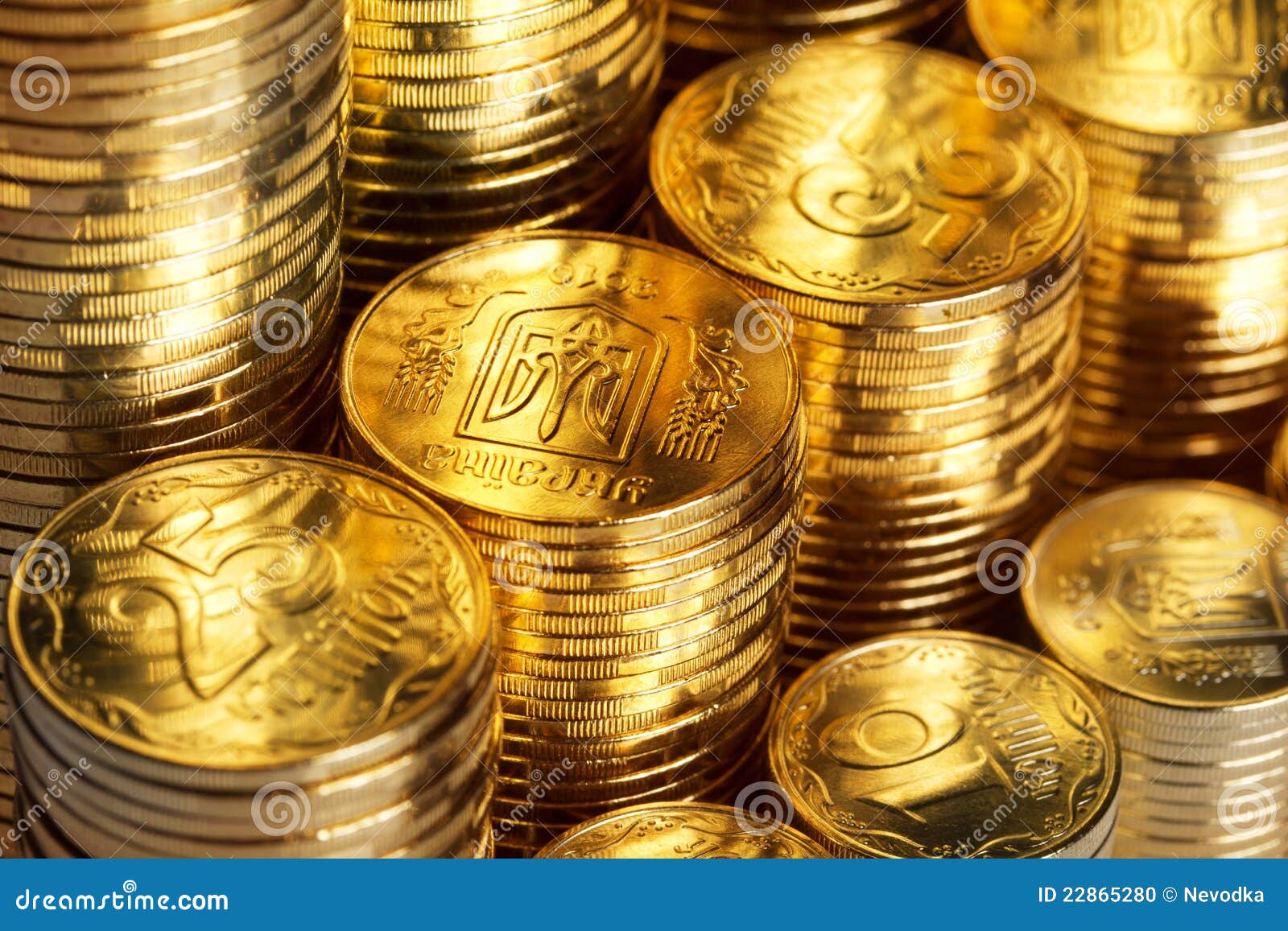 Shiny new ukrainian coins stock photo. Image of group - 22865280