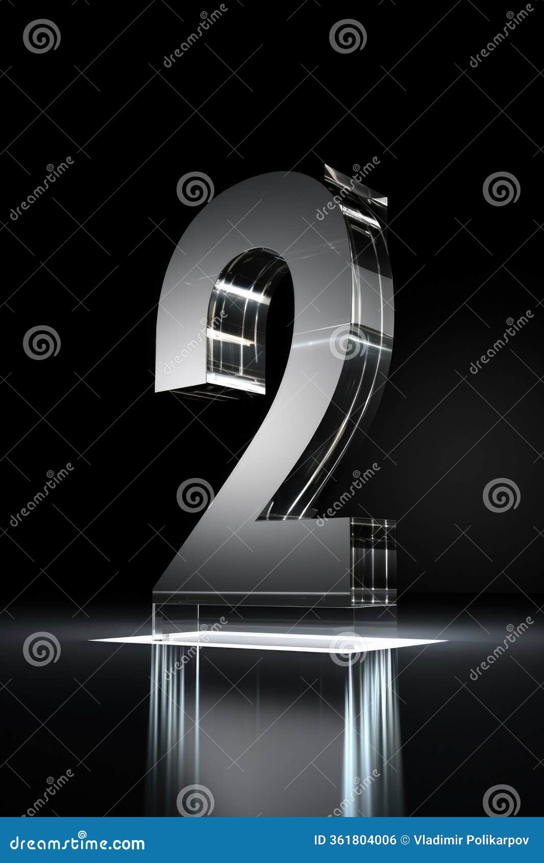 Shiny Number Two on Reflective Surface. Great for Educational or ...