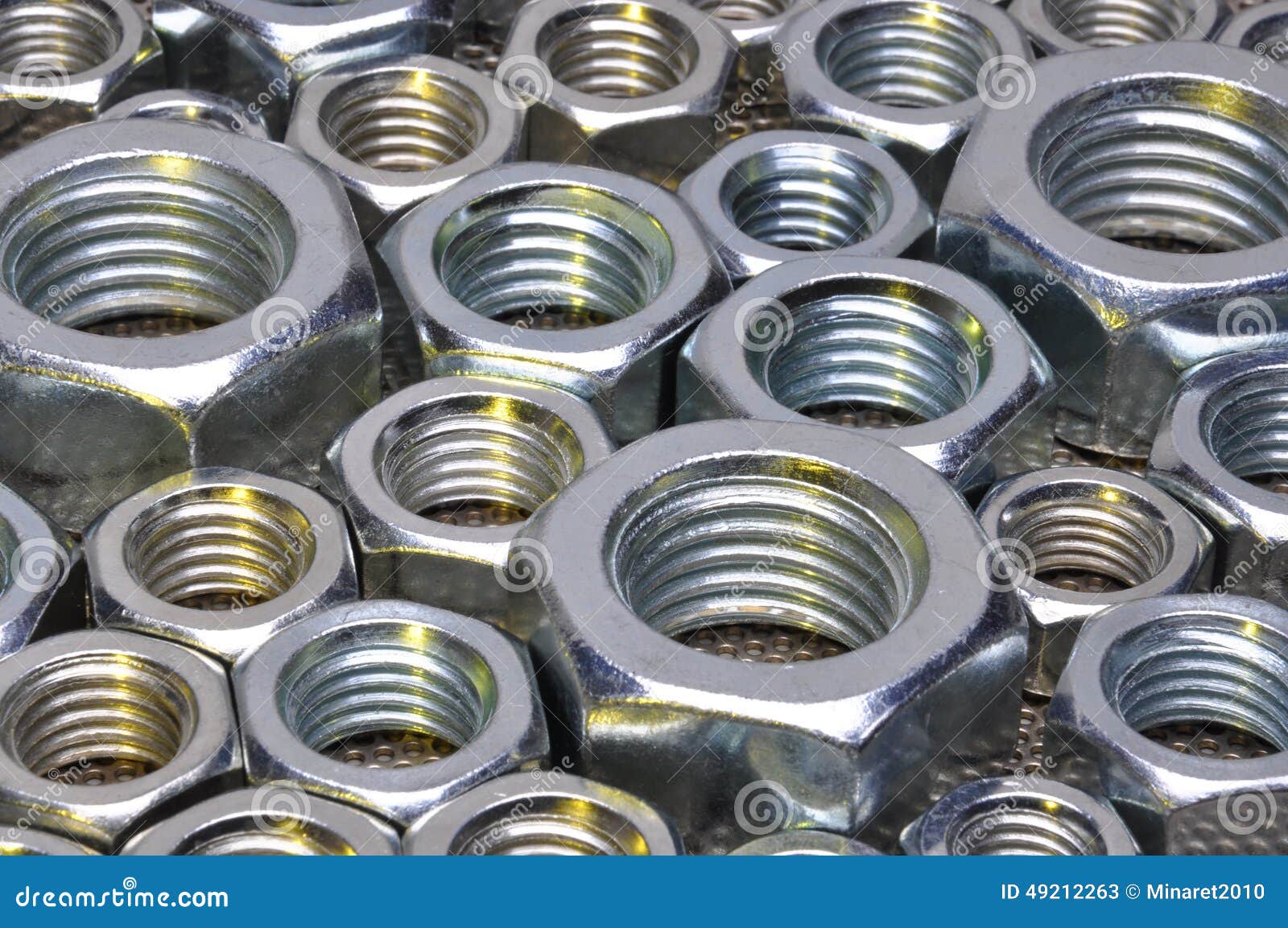 Shiny Nuts on Metal Surface Stock Image - Image of threaded, closeup ...