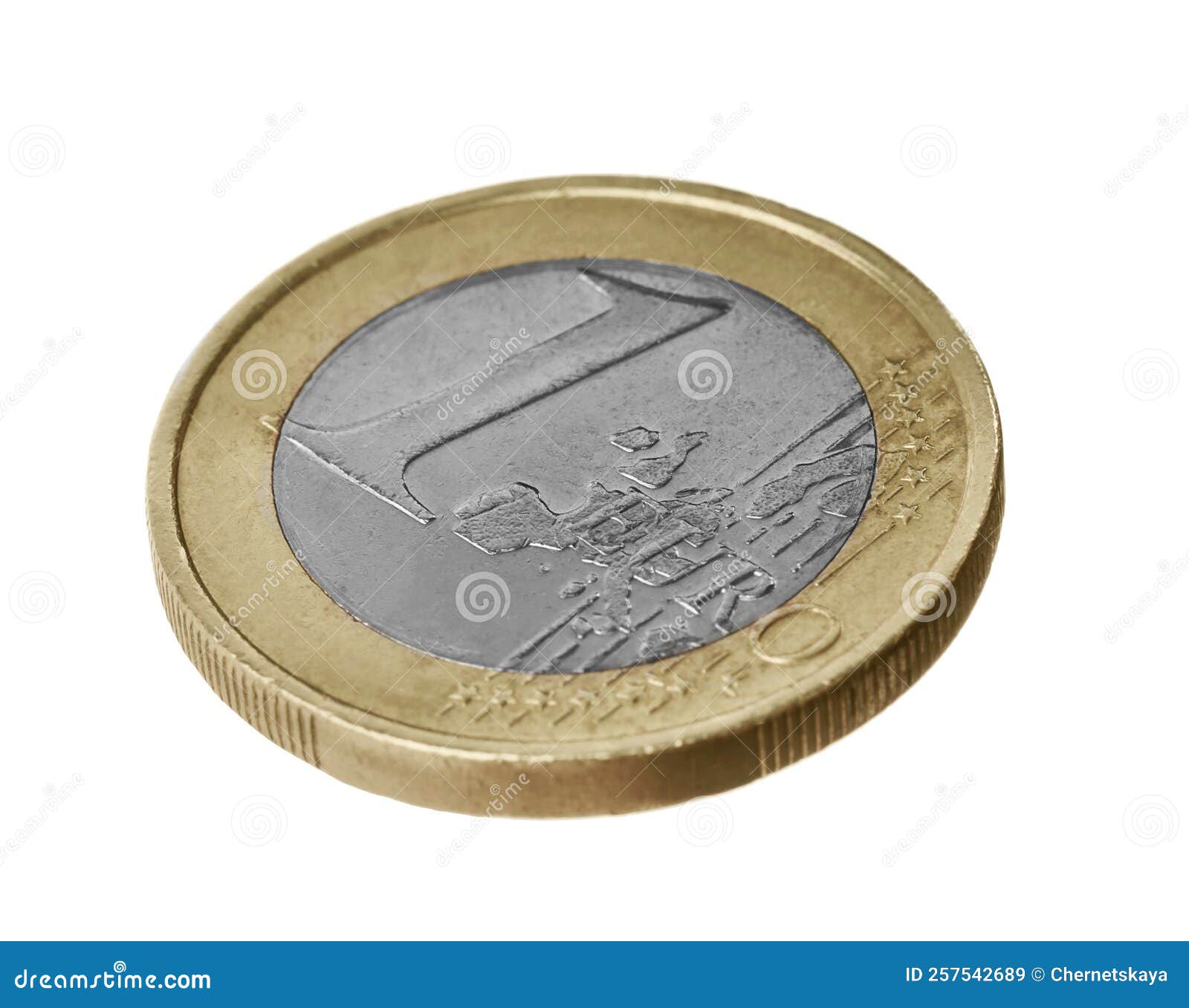 Shiny One Euro Coin Isolated on White Stock Image - Image of numismatic ...