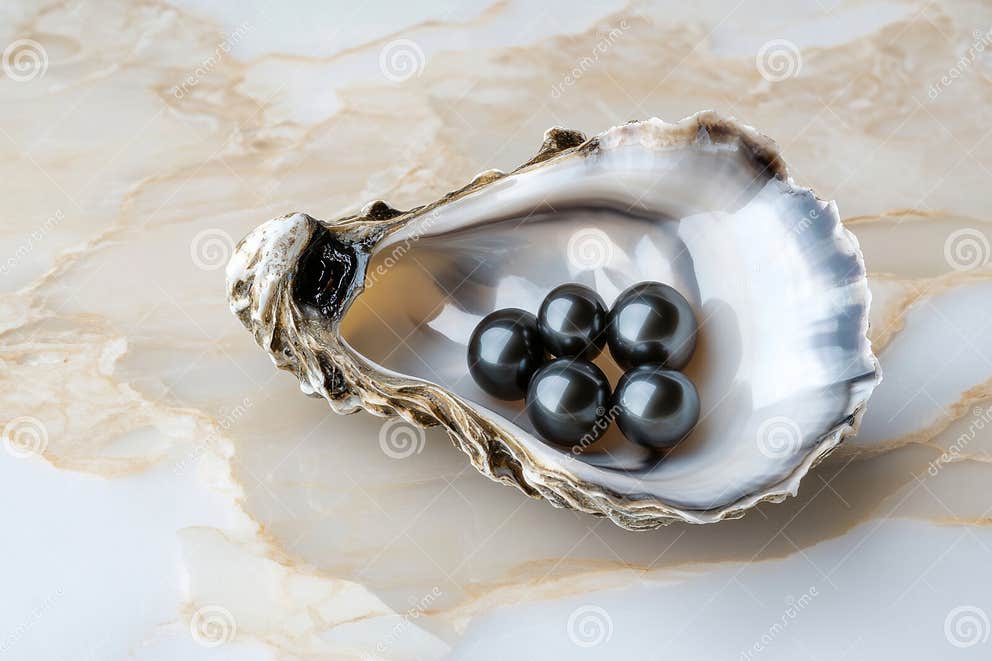 Shiny Pearls in Open Oyster Shell Stock Image - Image of collectible ...