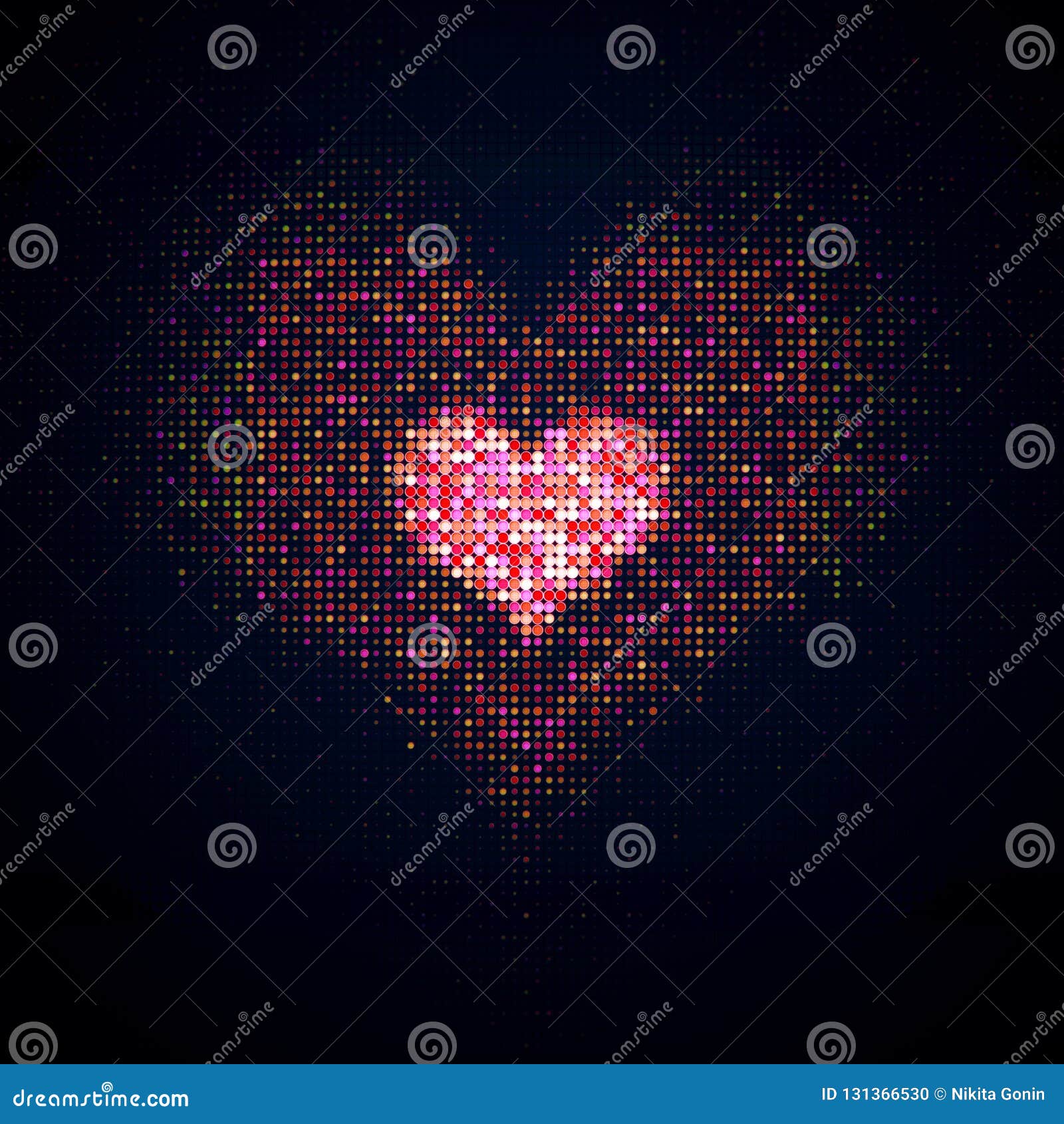 Shiny Pink Heart Shape of LED Dots on Digital Monitor Stock ...