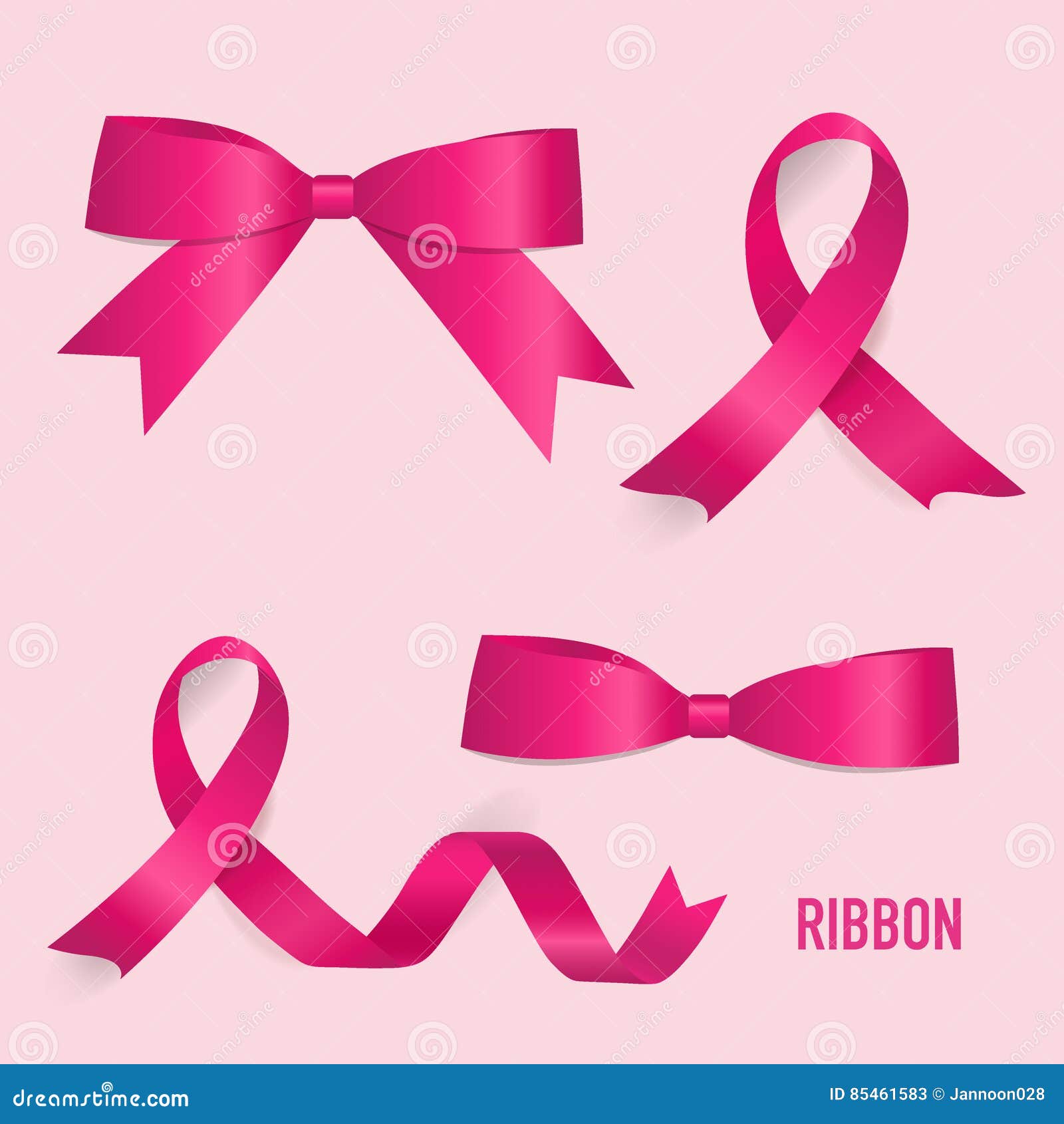 Shiny Pink Ribbon. Vector Illustration Stock Vector - Illustration of ...