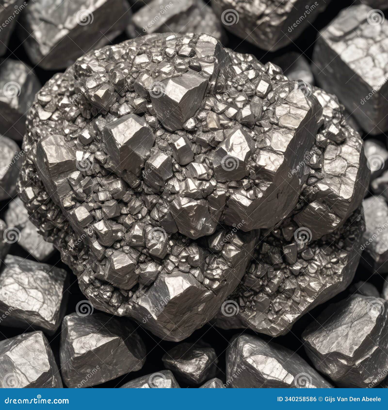 Shiny Platinum Ore Nuggets in Natural Light Mineral Mining Concept ...