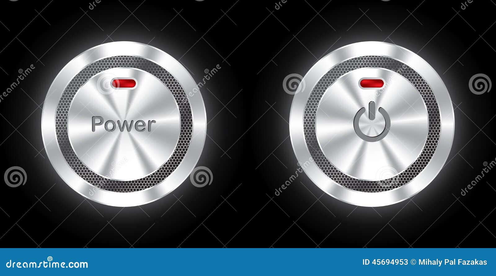 Shiny Power Buttons with Hexagon Mesh Stock Vector - Illustration of ...