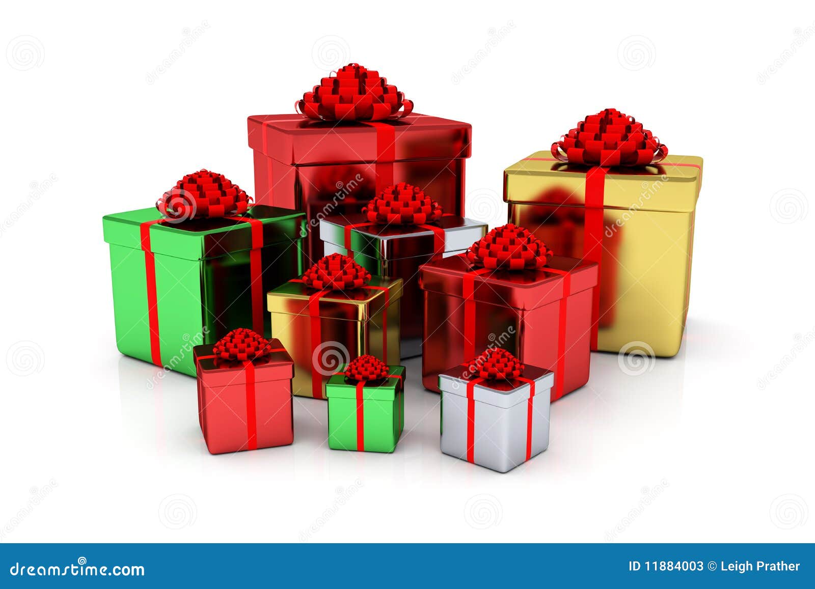 Shiny presents - 3d render stock illustration. Illustration of metal ...