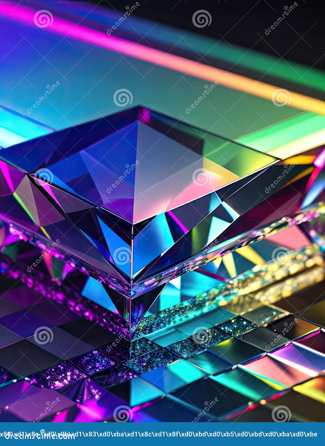 Shiny Prismatic Grid Background, Ai Generative Stock Illustration ...