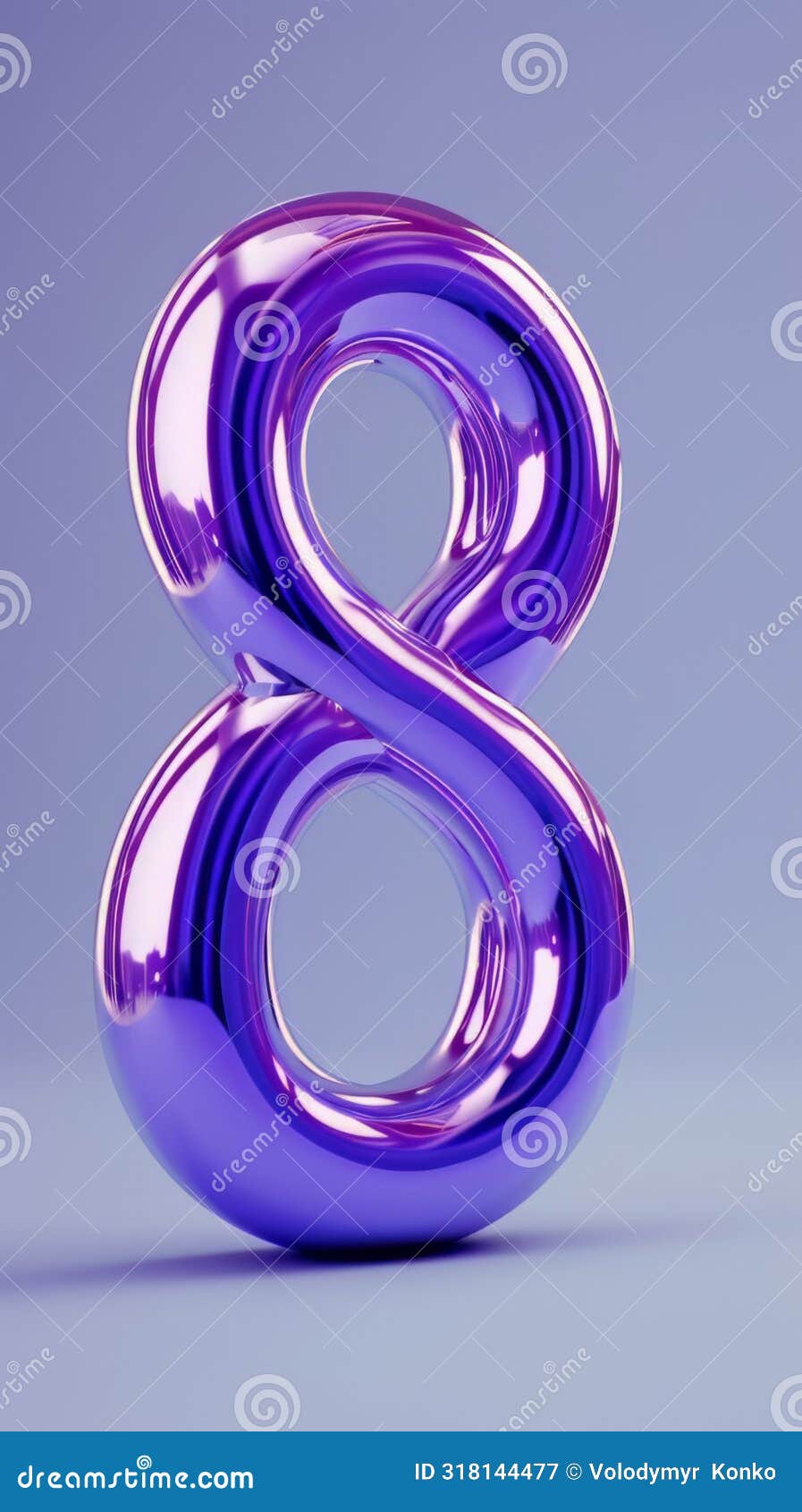 Shiny Purple Number Eight on Blue Background Stock Illustration ...