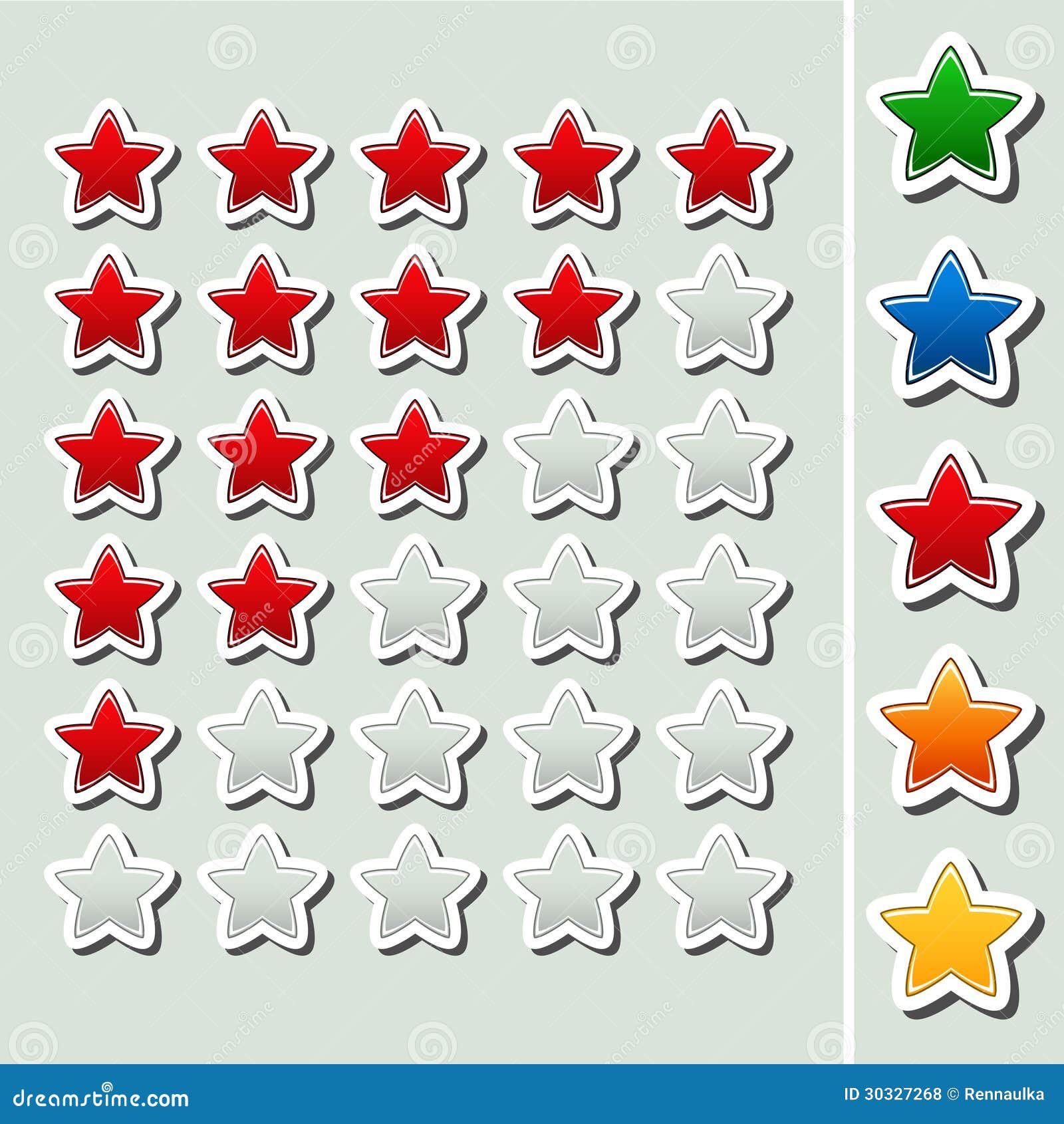 Shiny Rating Stars - Five Various Color Stock Vector - Illustration of ...