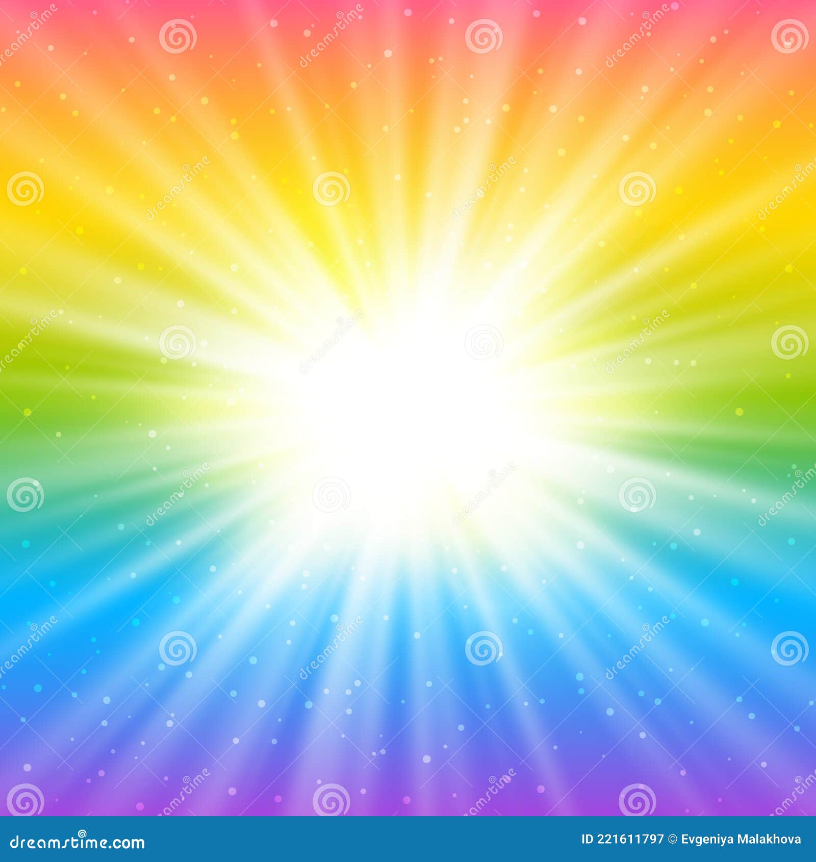 Shiny Rays on Bright Rainbow Background - Abstract Template for Your ...