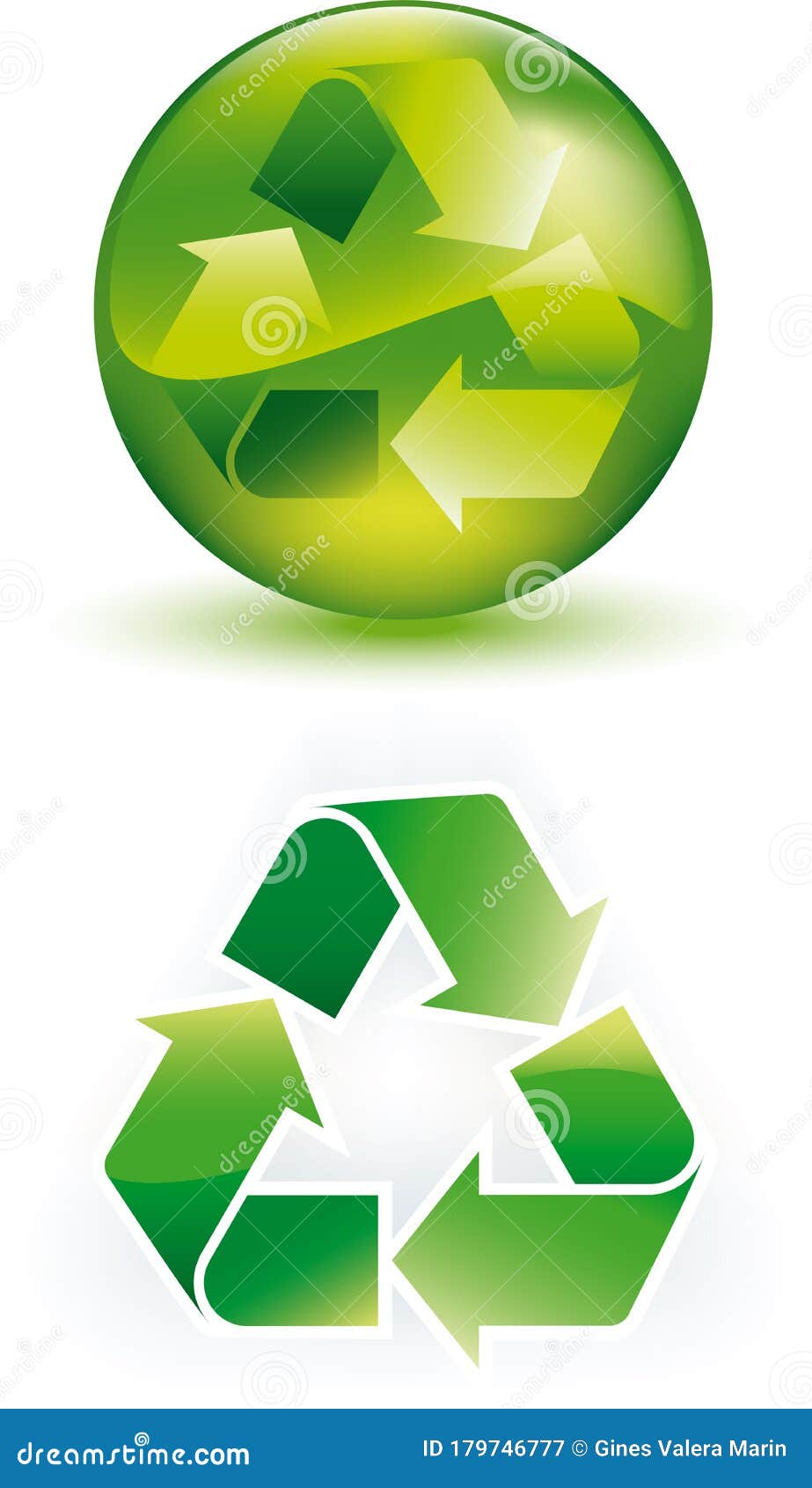 Shiny Recycle Symbol. Free and Inside an Sphere Stock Illustration ...