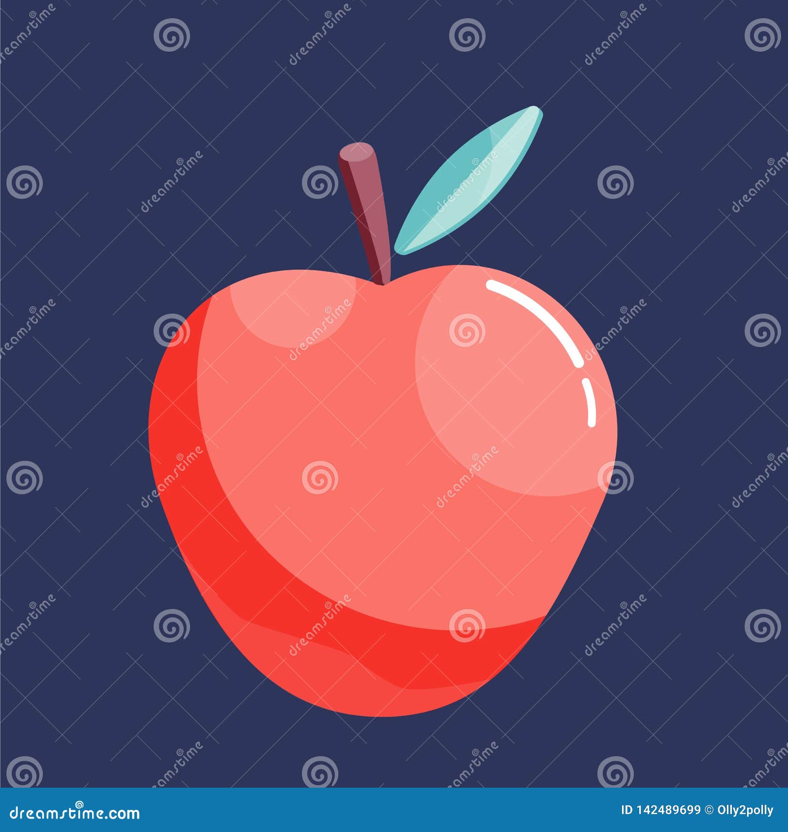 Red Apple. Vector Icon in Modern Flat Style Stock Vector - Illustration ...