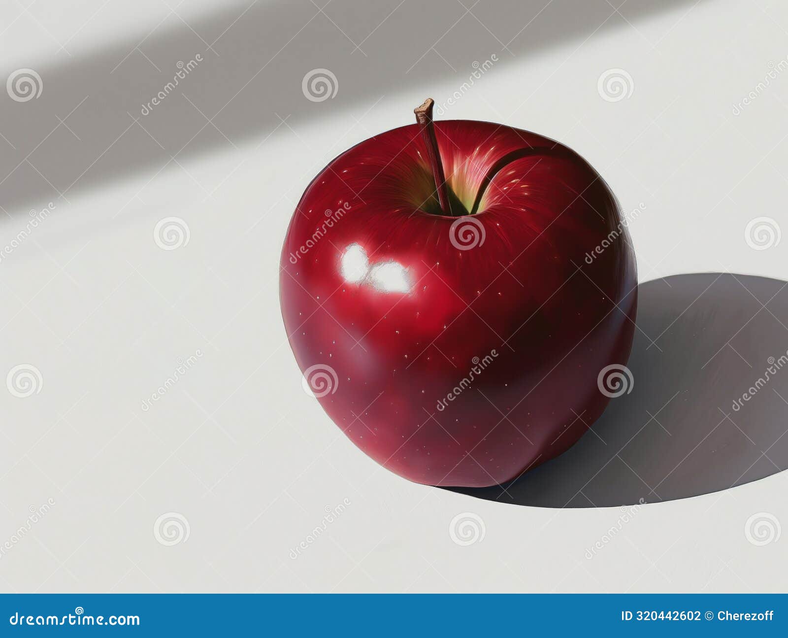 Shiny Red Apple on White Surface Stock Photo - Image of delicious ...