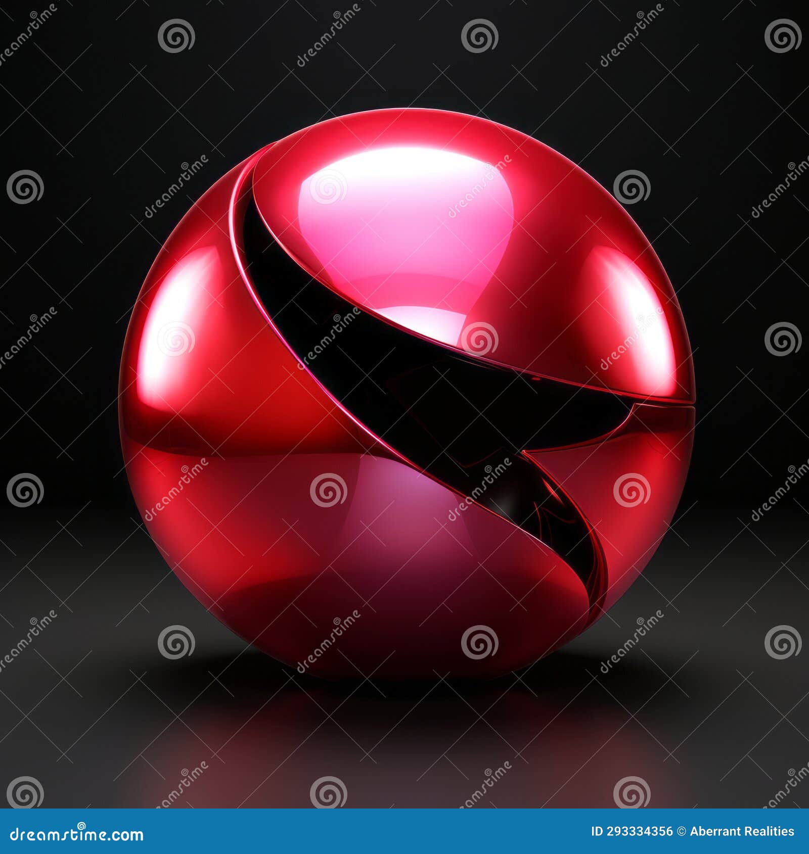 A Shiny Red Ball on a Black Surface Stock Photo - Image of reflection ...