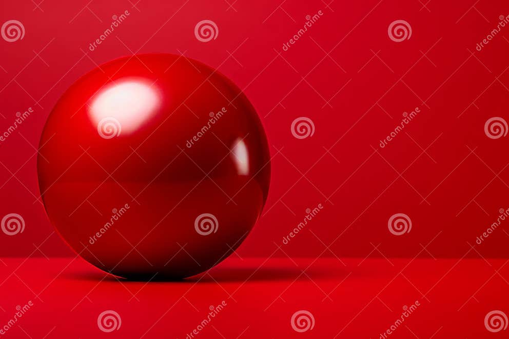 A Shiny Red Ball Sitting on Top of a Red Surface Stock Illustration ...