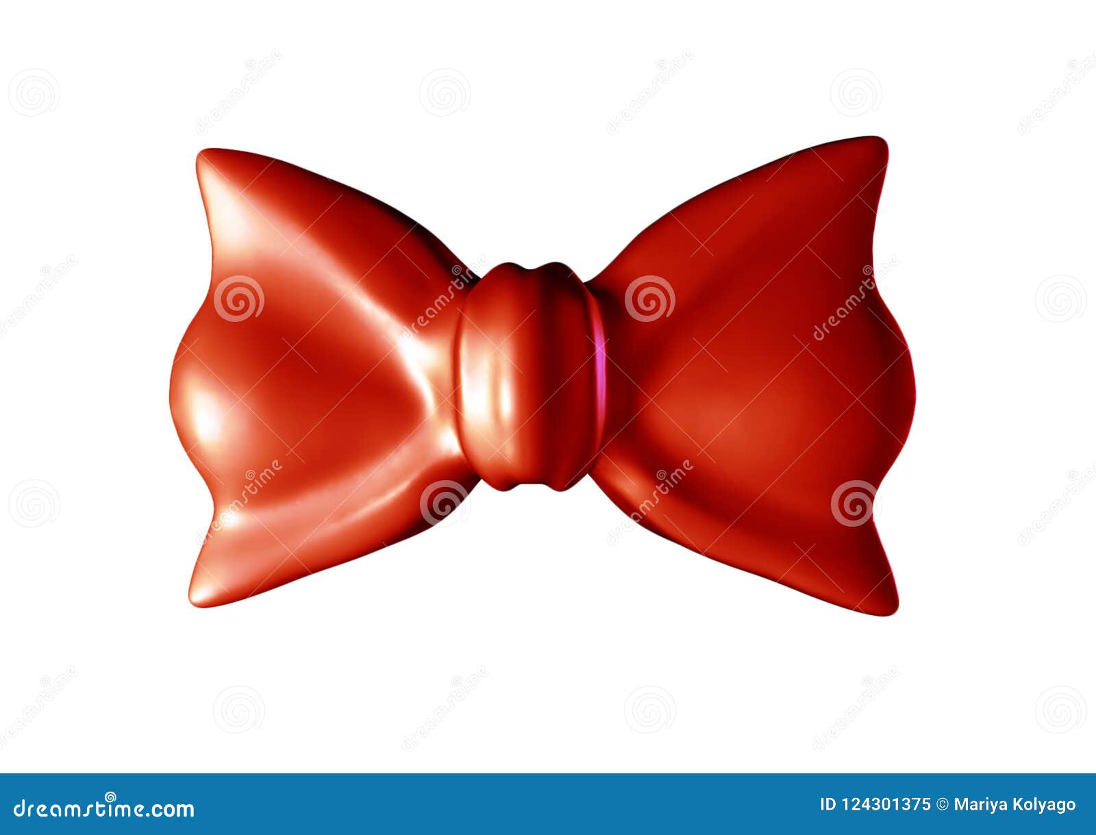 Shiny Red Bow 3D Illustration Isolated on White Background. Stock ...