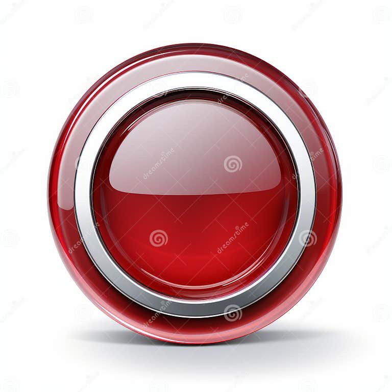 A Shiny Red Button on a White Background Stock Illustration ...